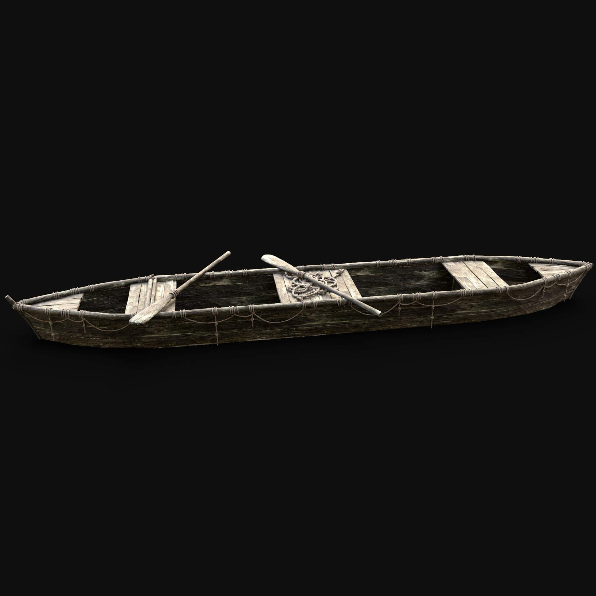 Long Wooden Boat - 3D Model by Enterables