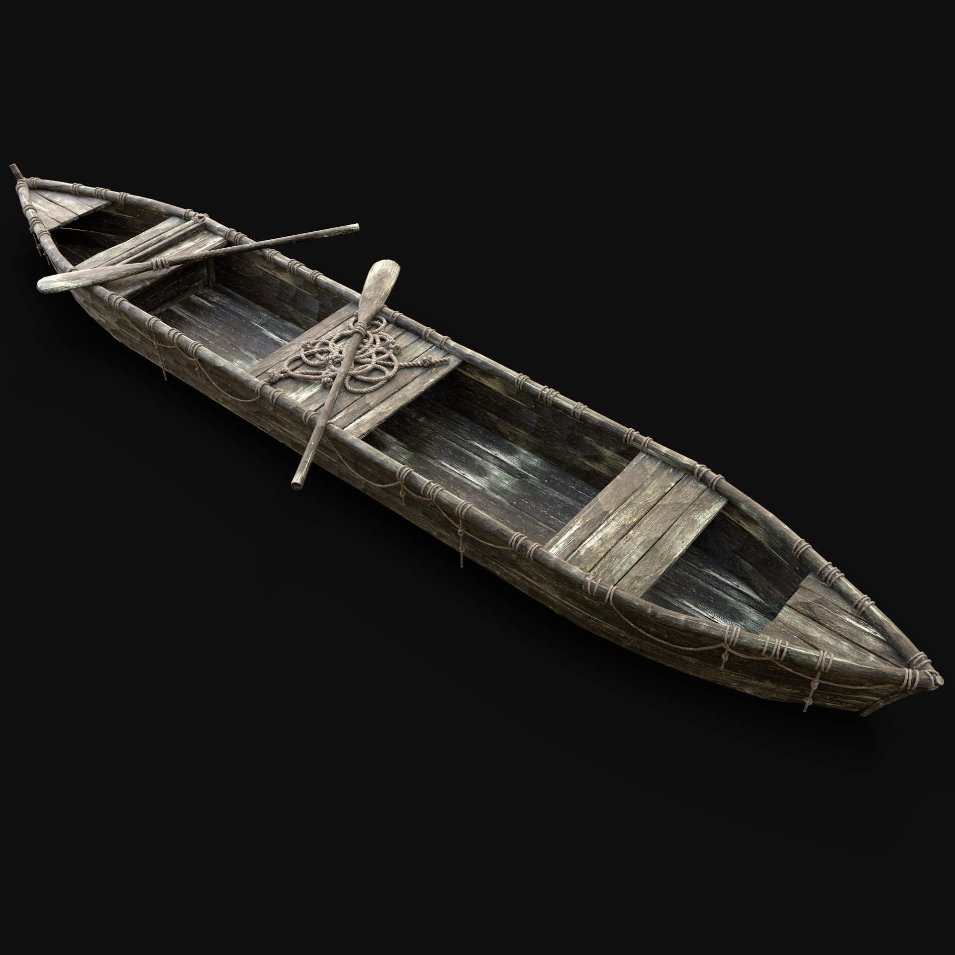 Long Wooden Boat - 3D Model by Enterables
