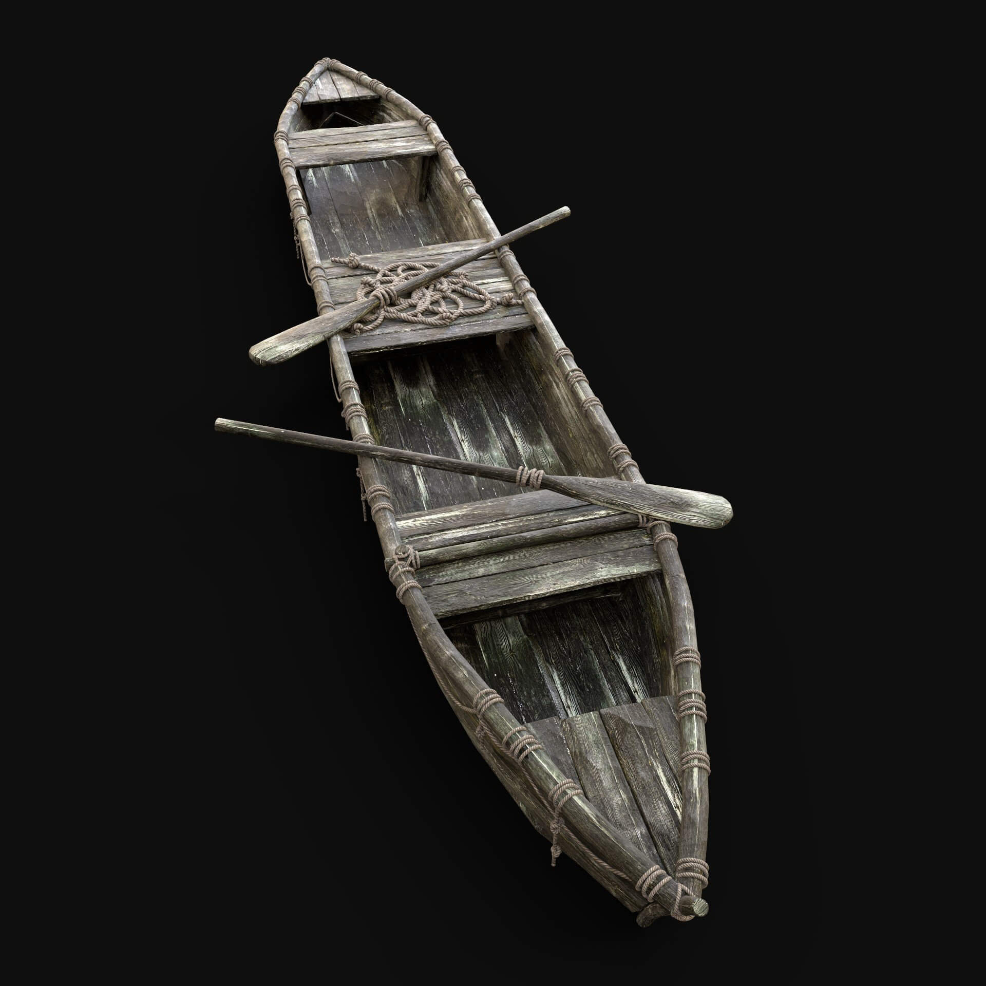 Long Wooden Boat - 3D Model by Enterables