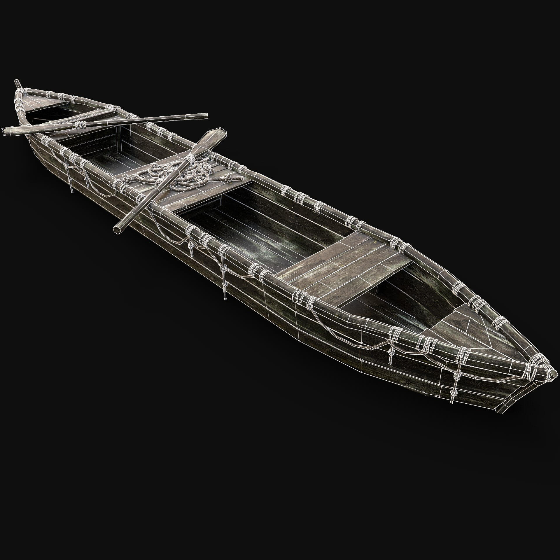 Long Wooden Boat - 3D Model by Enterables