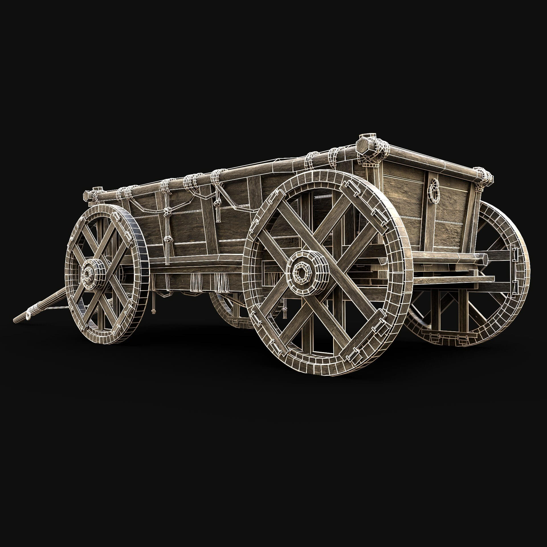 Medieval Wooden Cart - 3D Model by Enterables