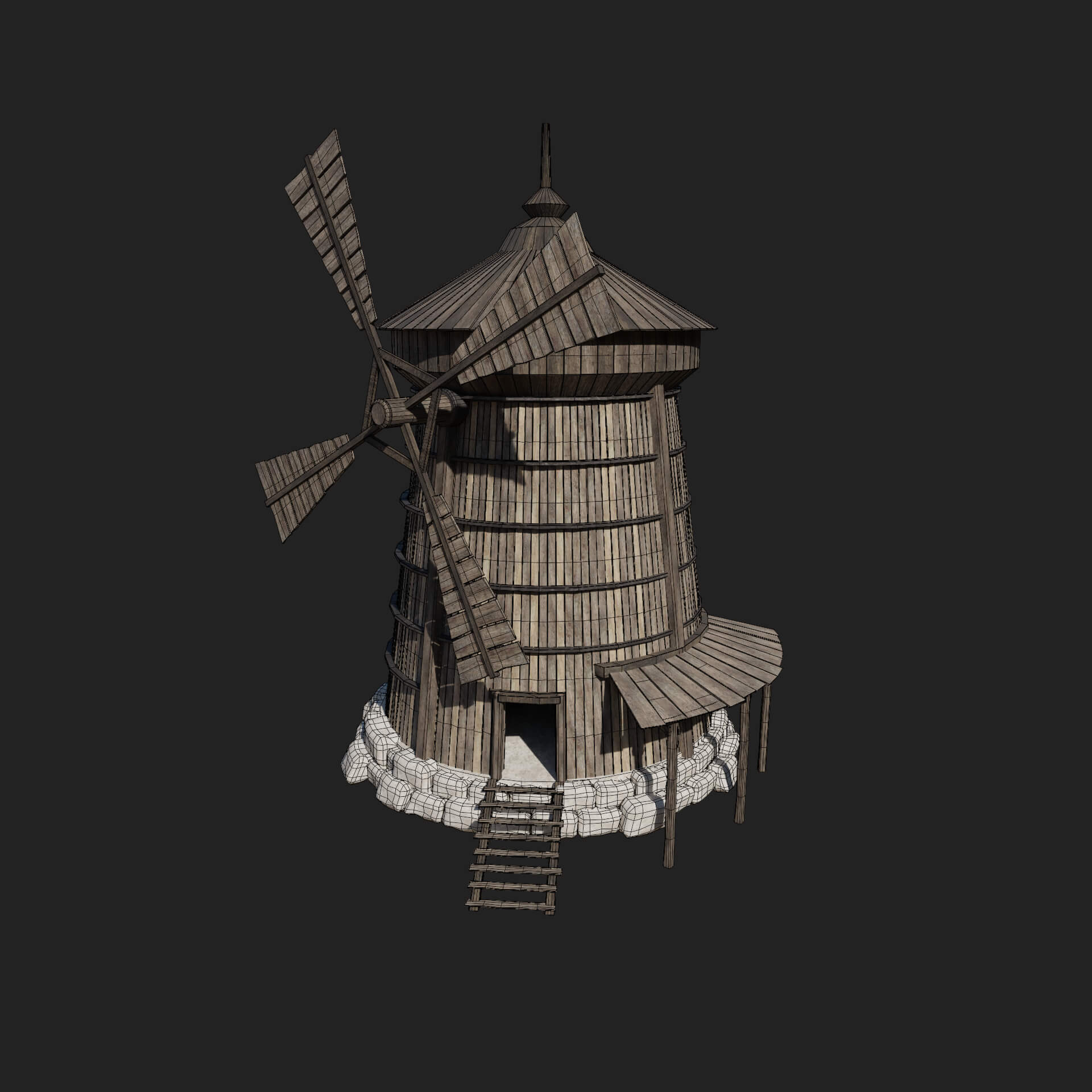 Medieval Mill Windmill Watermill Collection - 3D Model by Enterables