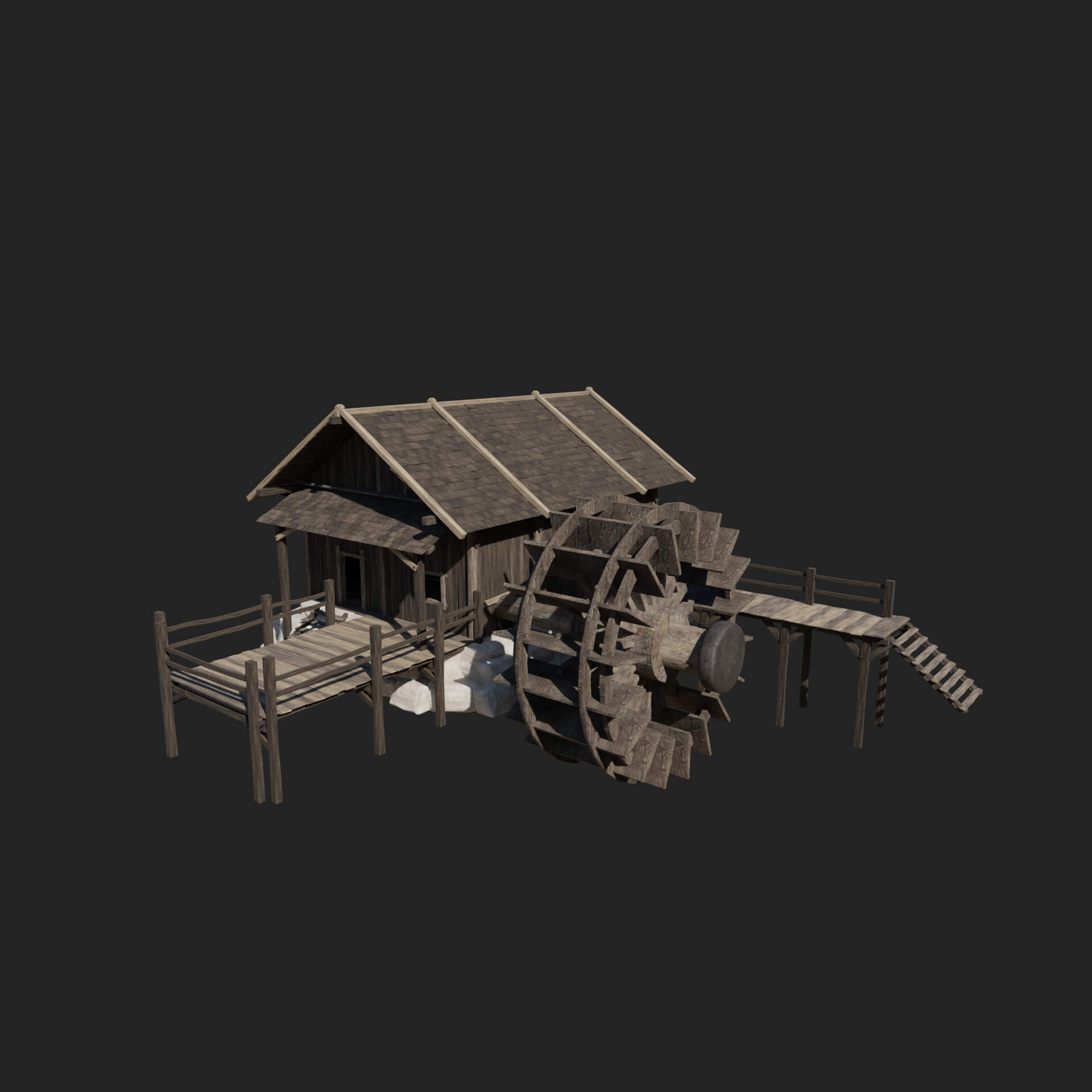 Medieval Mill Windmill Watermill Collection - 3D Model by Enterables