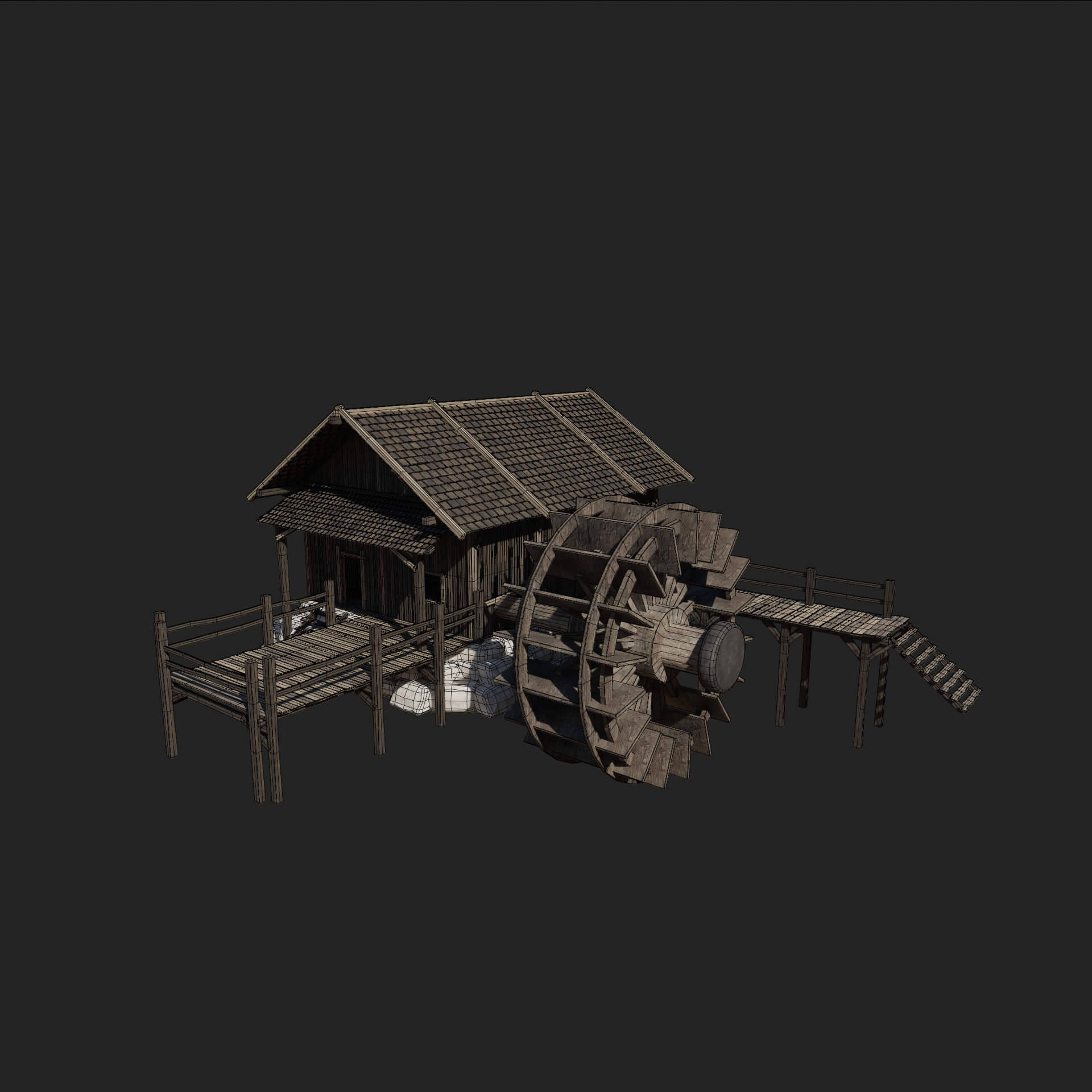 Medieval Mill Windmill Watermill Collection - 3D Model by Enterables