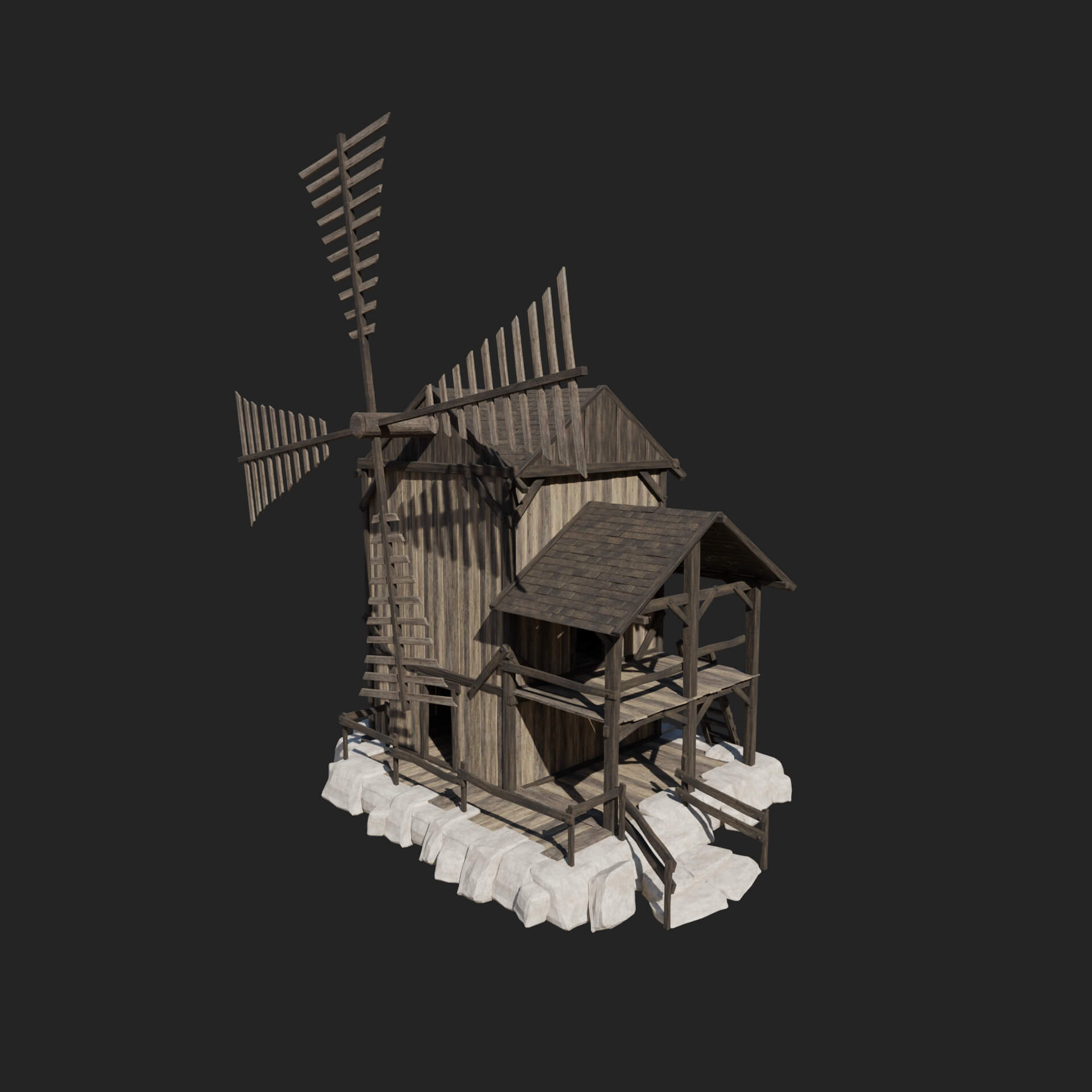 Medieval Mill Windmill Watermill Collection - 3D Model by Enterables