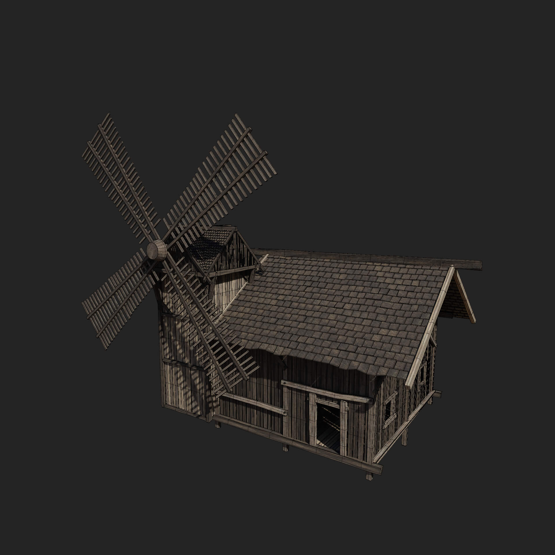 Medieval Mill Windmill Watermill Collection - 3D Model by Enterables
