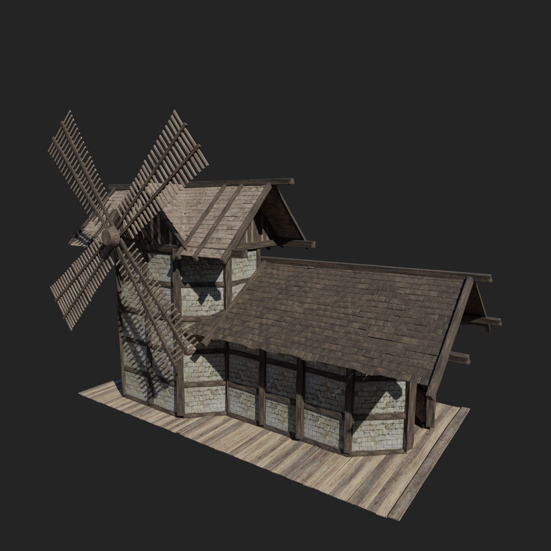 Medieval Mill Windmill Watermill Collection - 3D Model by Enterables