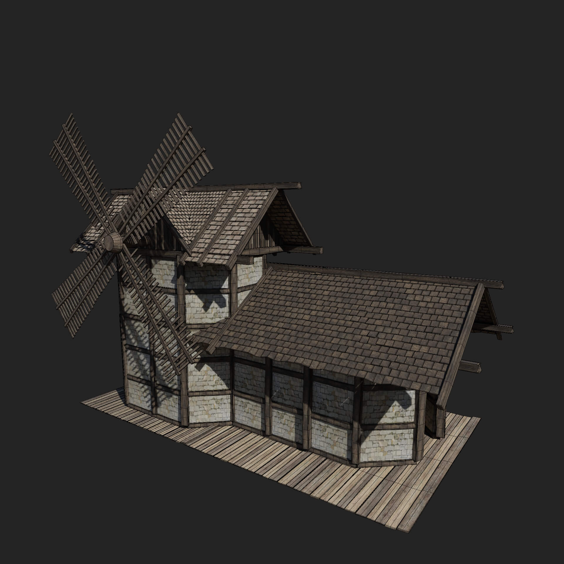Medieval Mill Windmill Watermill Collection - 3D Model by Enterables