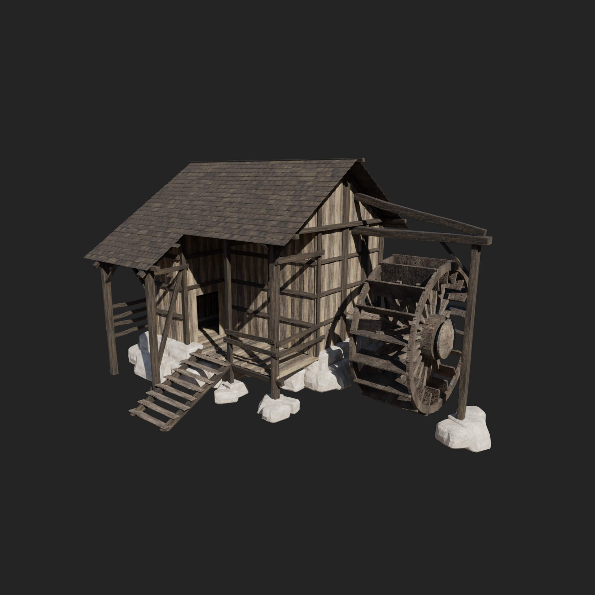 Medieval Mill Windmill Watermill Collection - 3D Model by Enterables