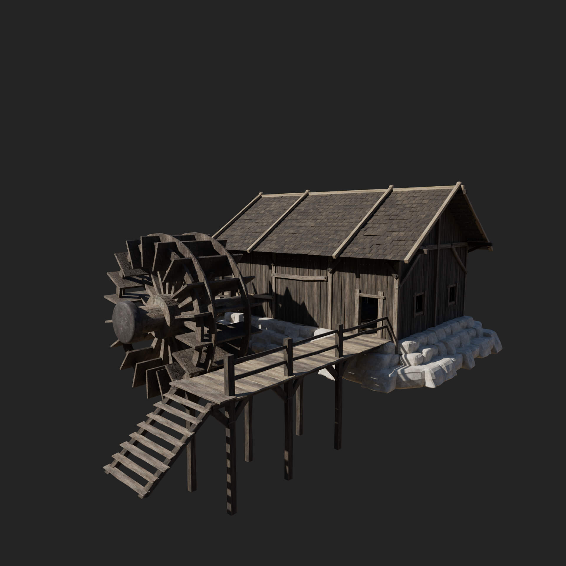 Medieval Mill Windmill Watermill Collection - 3D Model by Enterables