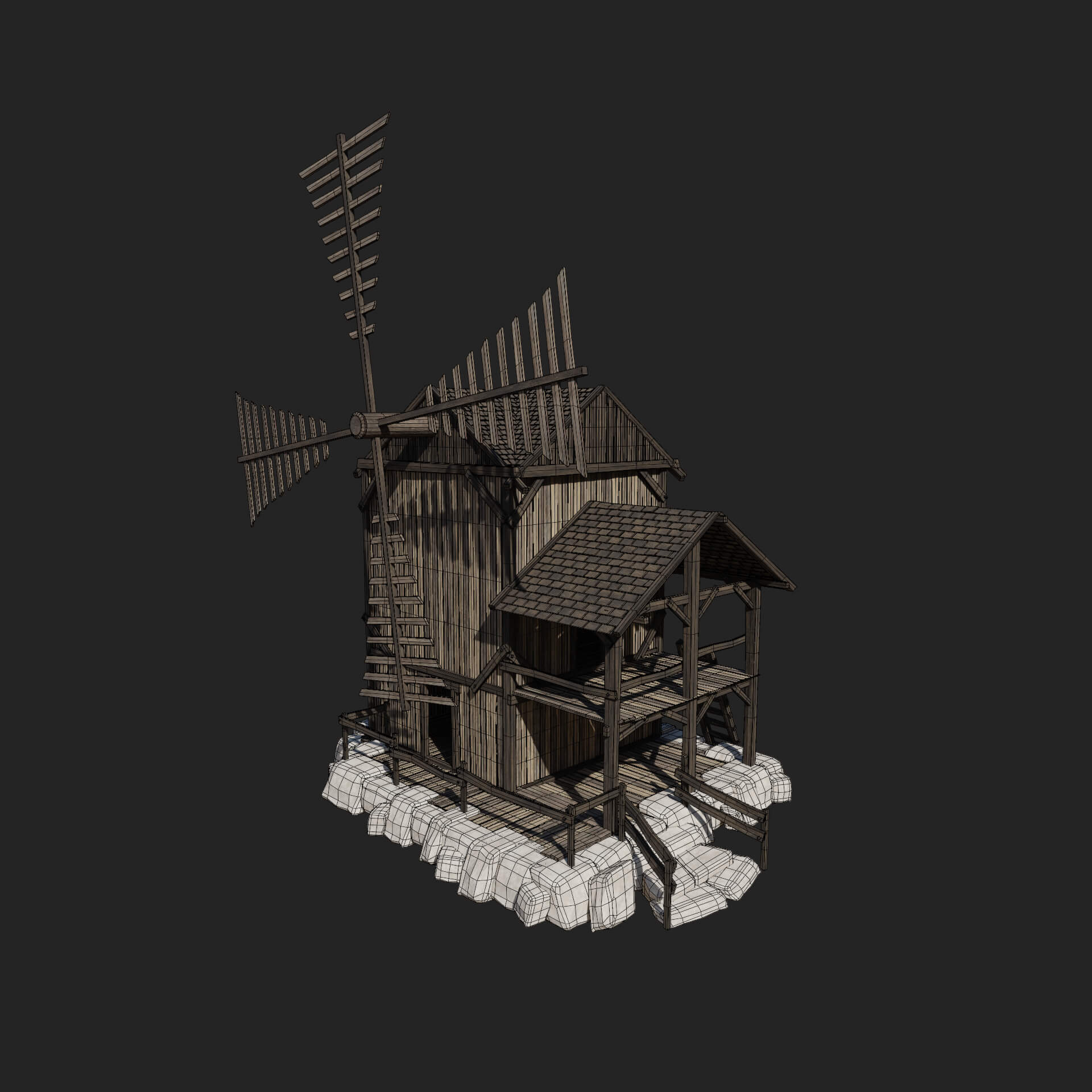 Medieval Mill Windmill Watermill Collection - 3D Model by Enterables