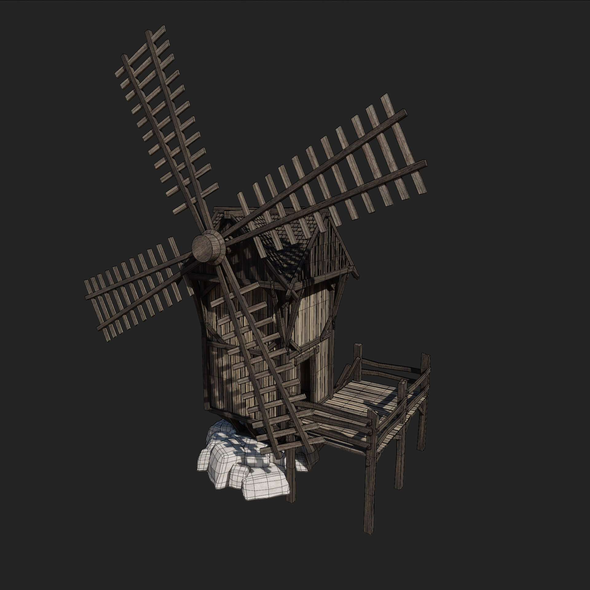 Medieval Mill Windmill Watermill Collection - 3D Model by Enterables