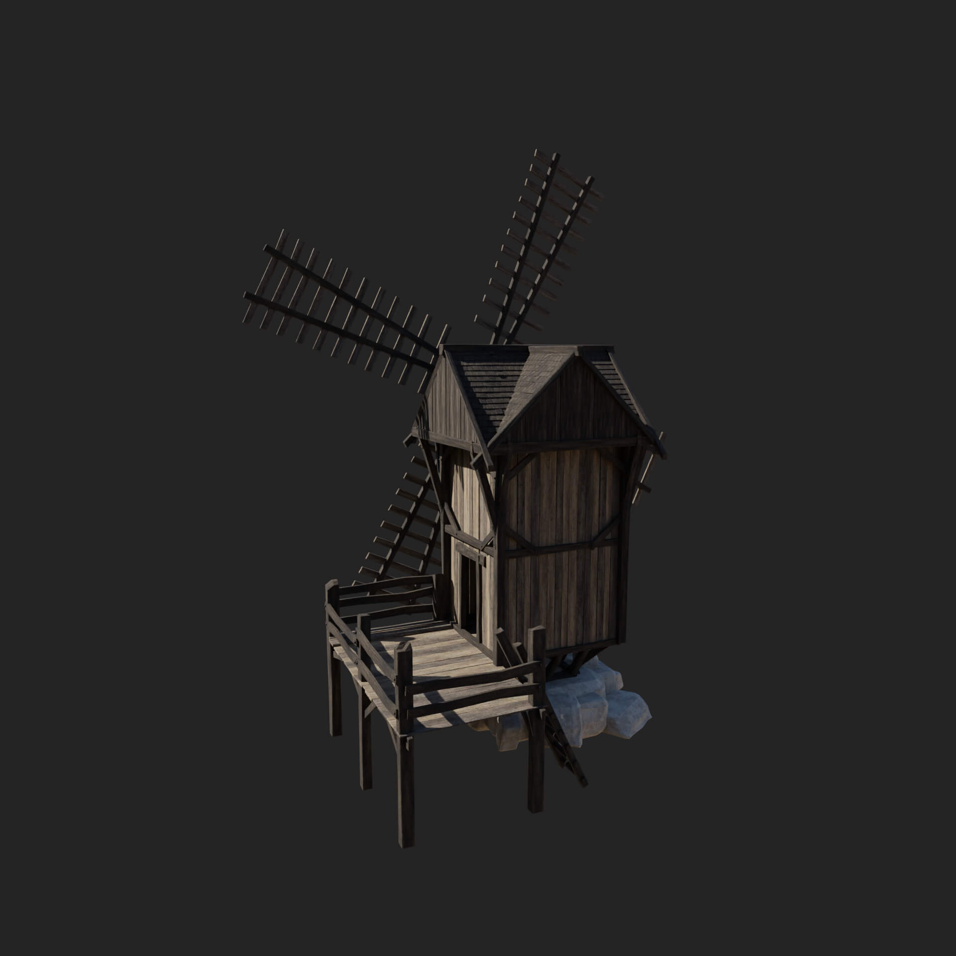 Medieval Mill Windmill Watermill Collection - 3D Model by Enterables