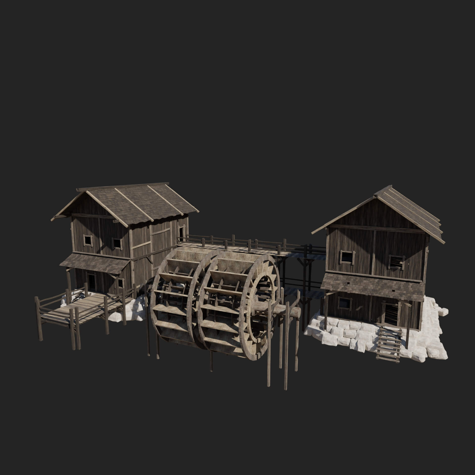 Medieval Mill Windmill Watermill Collection - 3D Model by Enterables