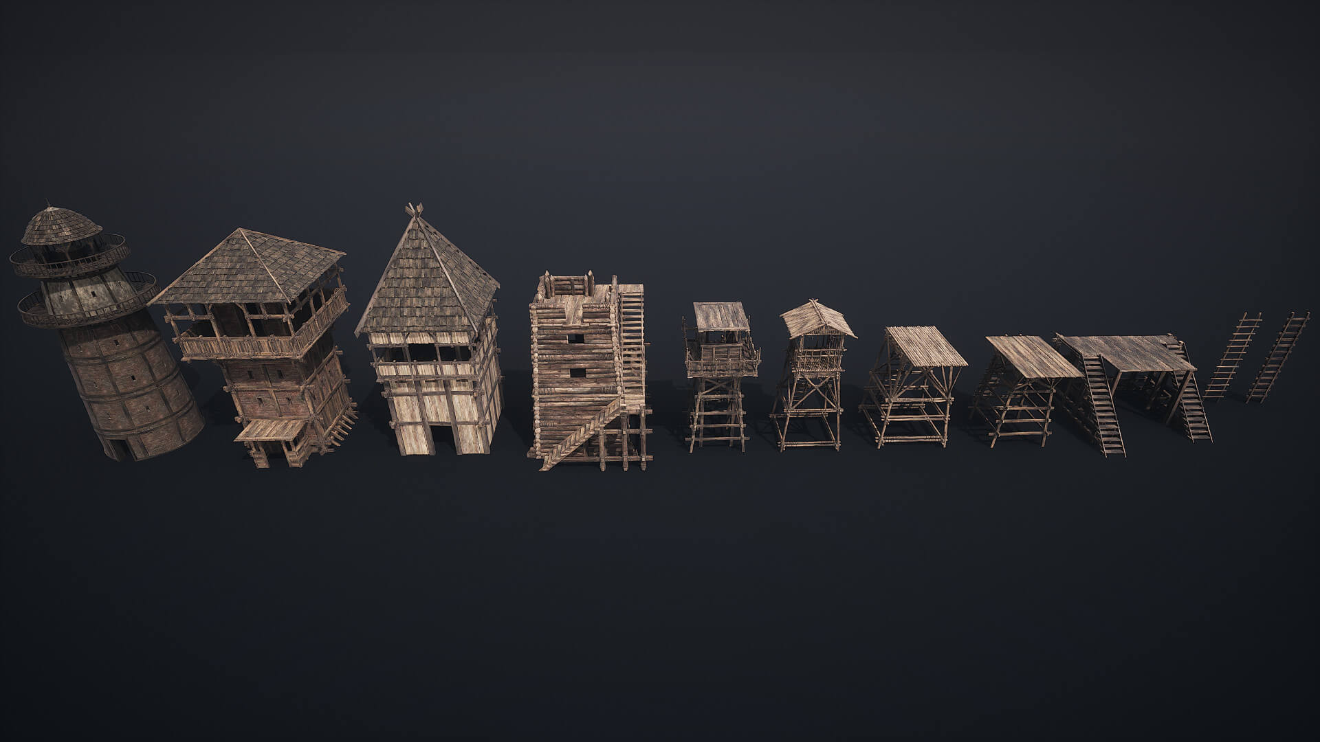 Medieval Watchtowers and Platforms Collection - 3D Model by Enterables
