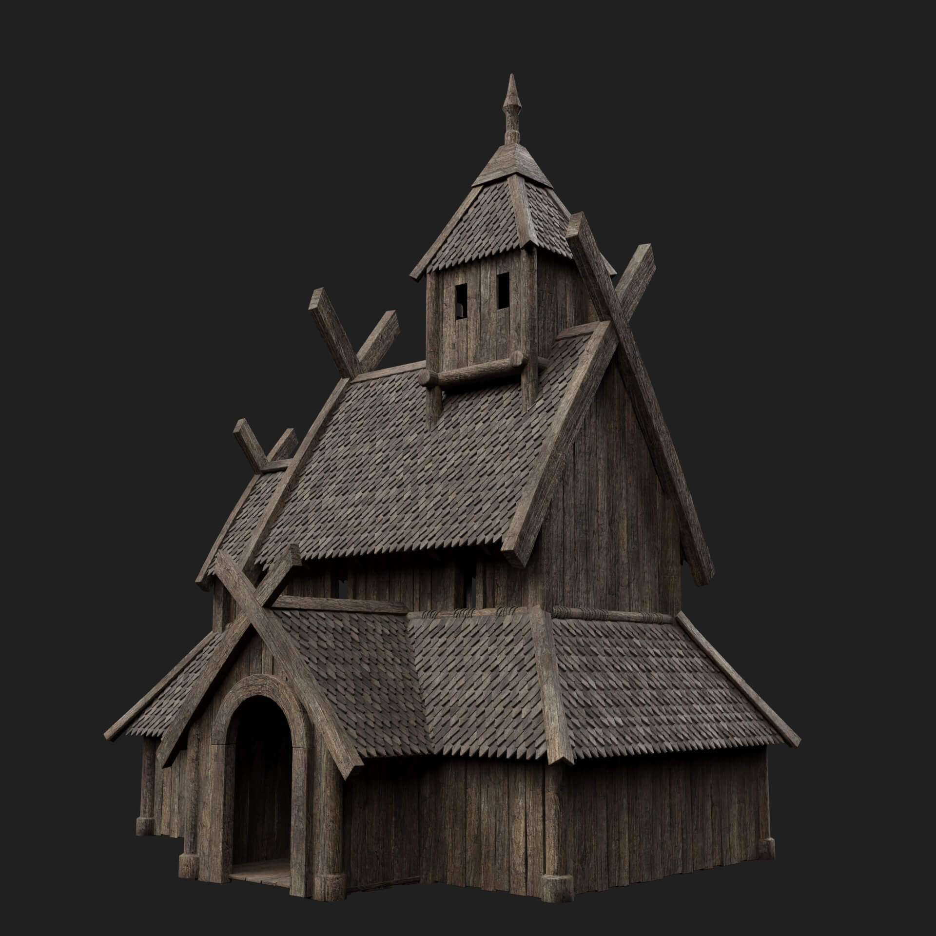 Medieval Wooden Viking Gothic Church Collection - 3D Model by Enterables