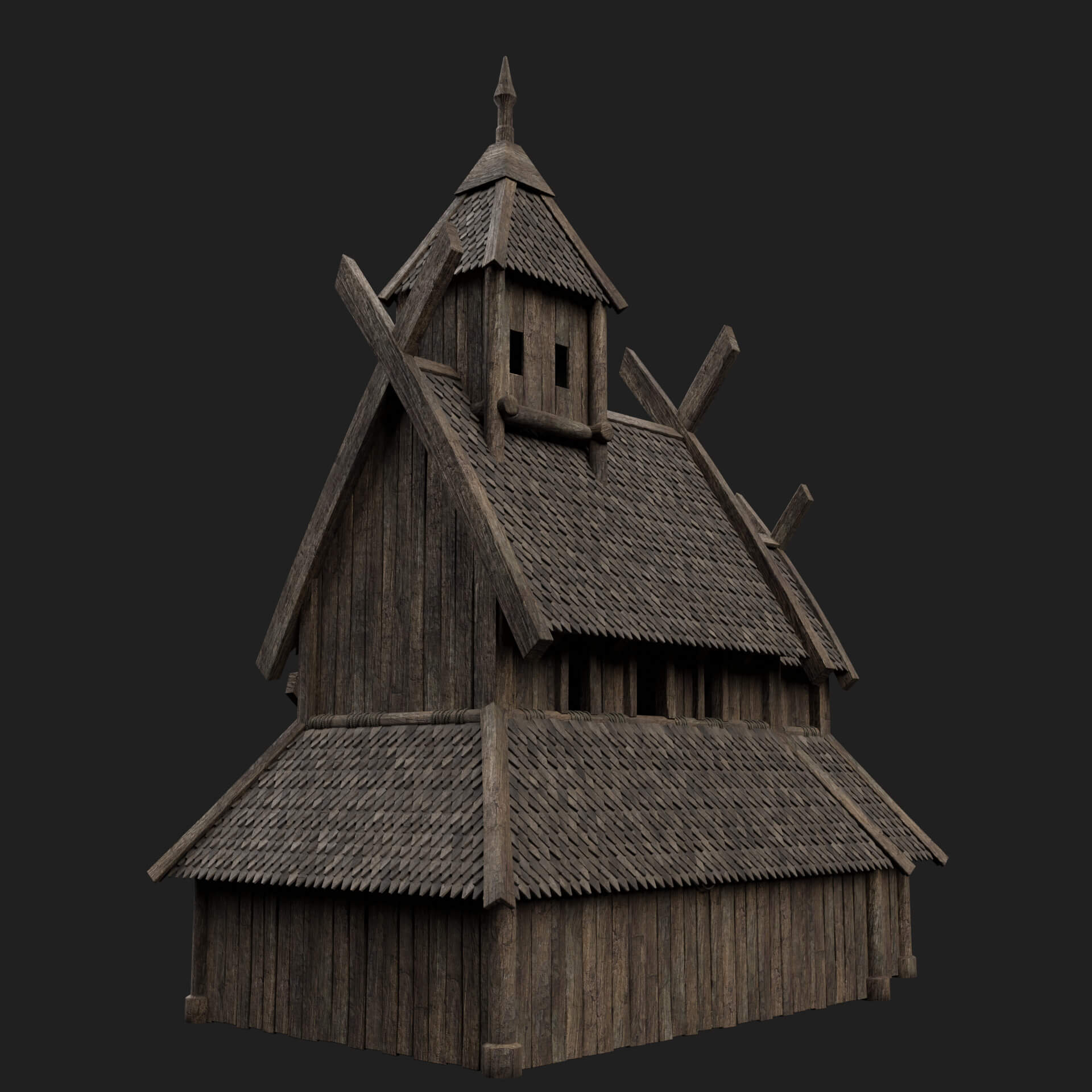 Medieval Wooden Viking Gothic Church Collection - 3D Model by Enterables