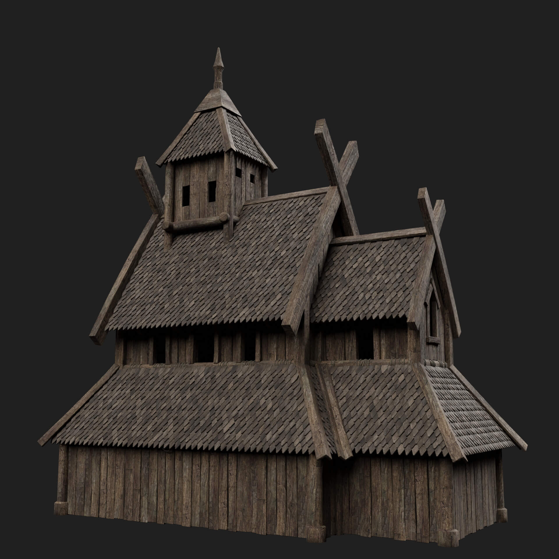 Medieval Wooden Viking Gothic Church Collection - 3D Model by Enterables