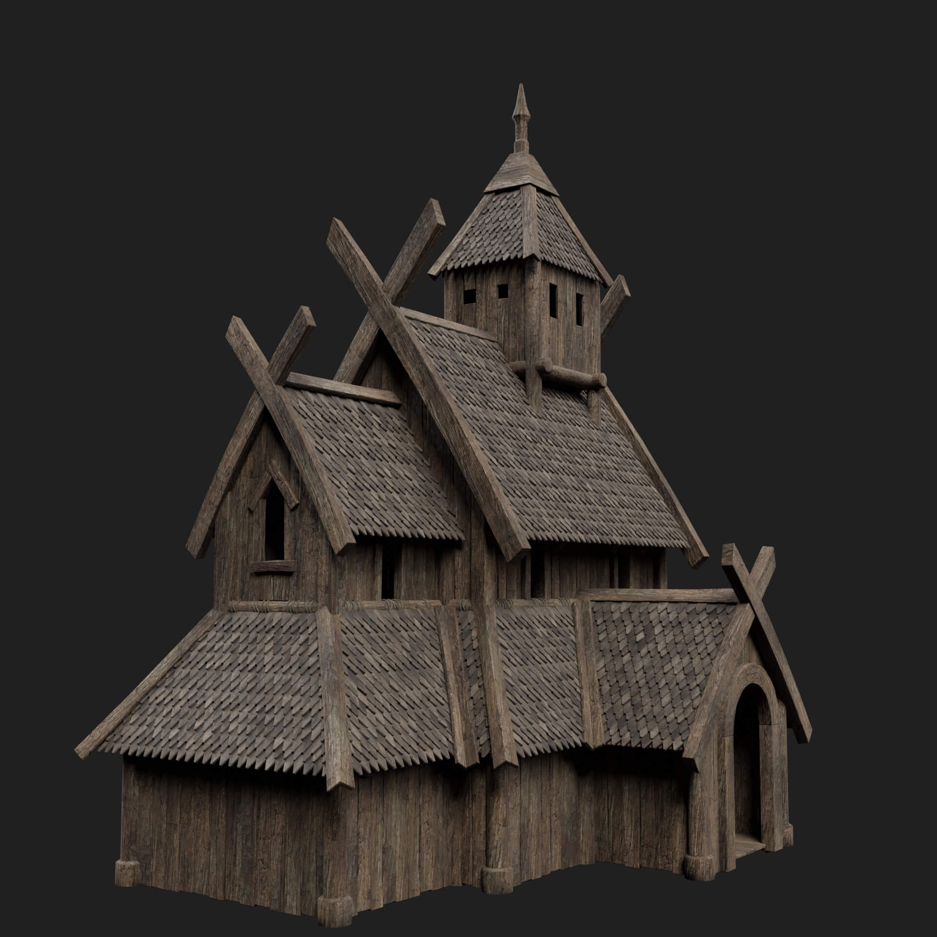 Medieval Wooden Viking Gothic Church Collection - 3D Model by Enterables