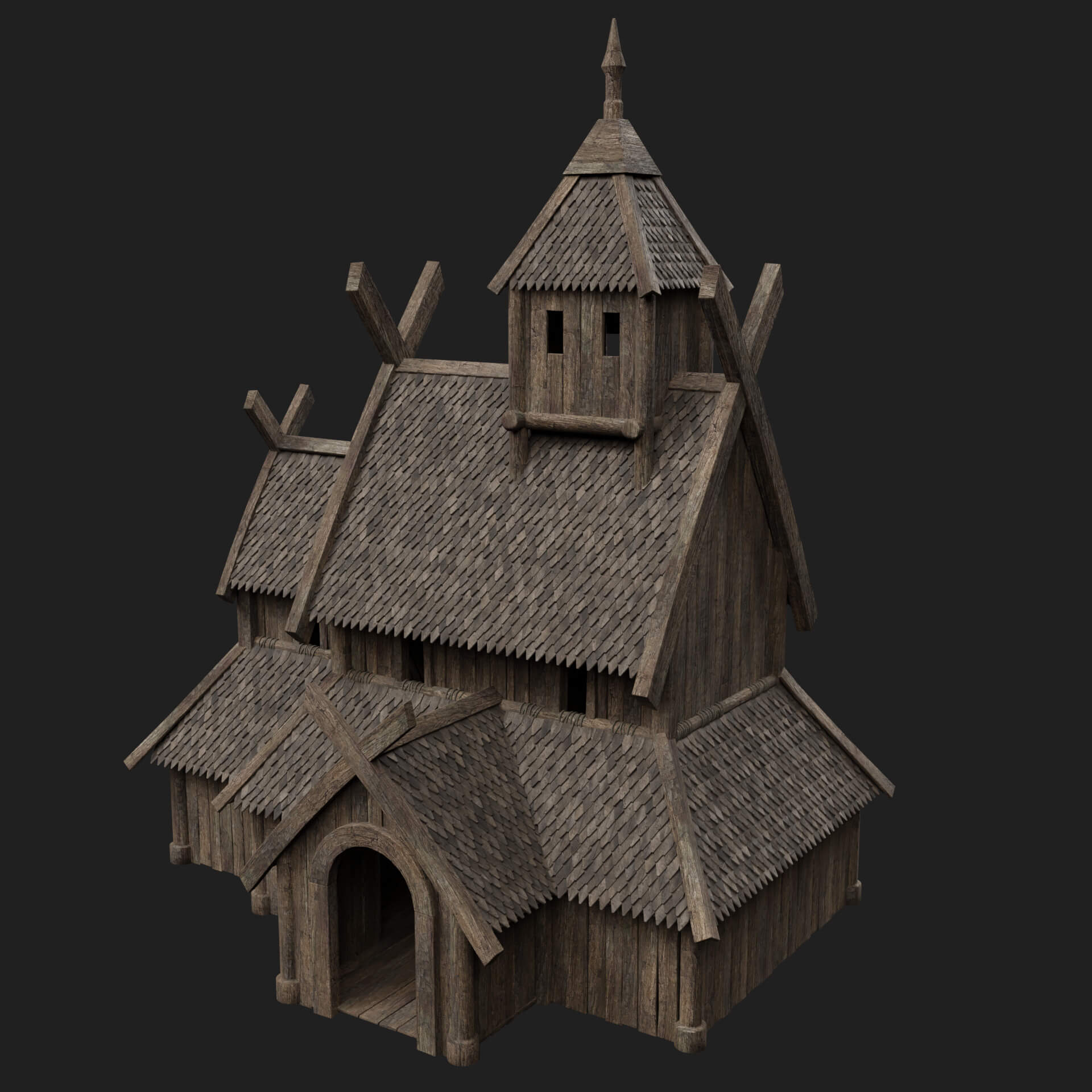 Medieval Wooden Viking Gothic Church Collection - 3D Model by Enterables