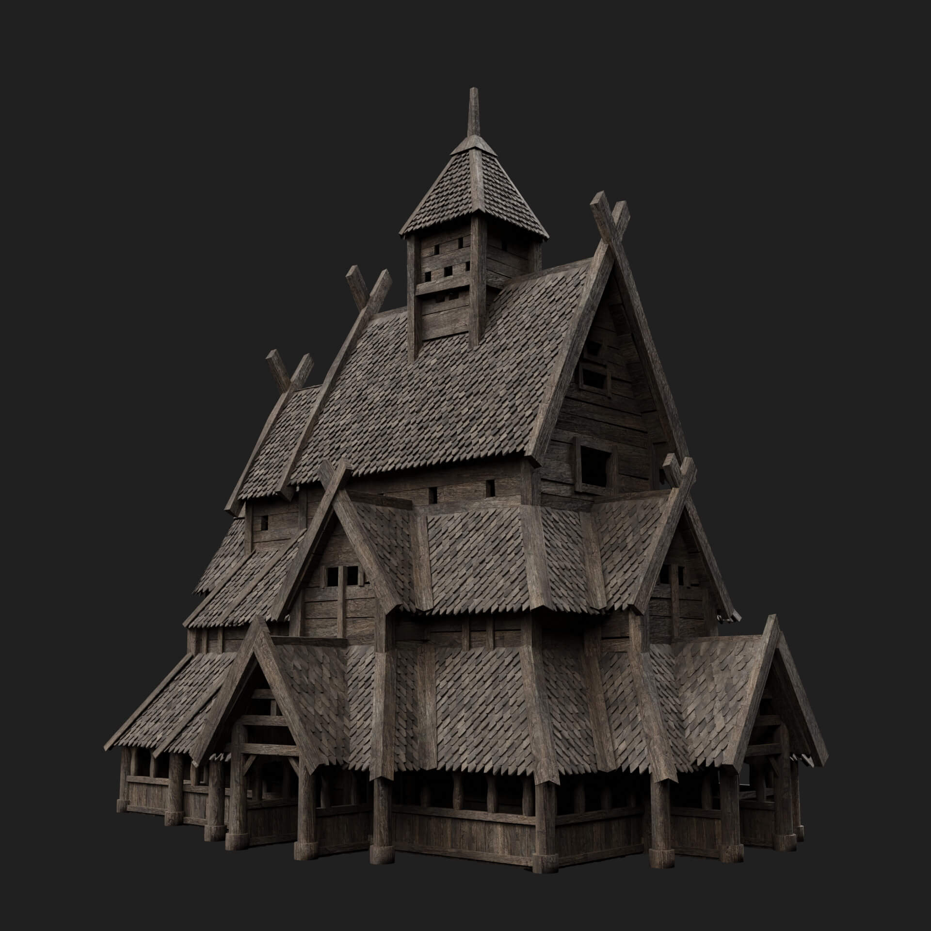 Medieval Wooden Viking Gothic Church Collection - 3D Model by Enterables
