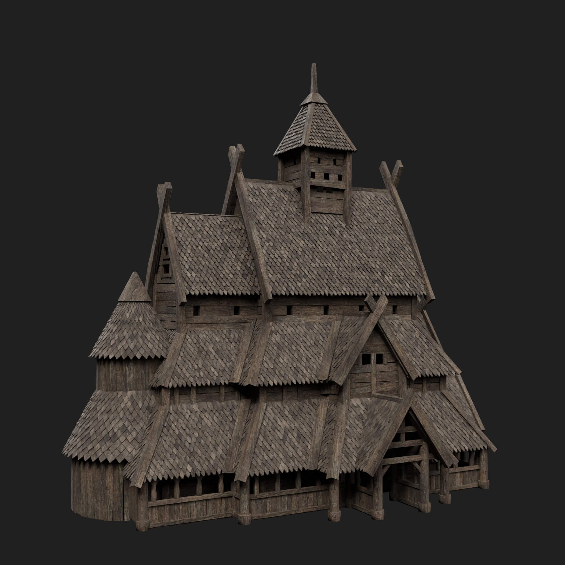 Medieval Wooden Viking Gothic Church Collection - 3D Model by Enterables
