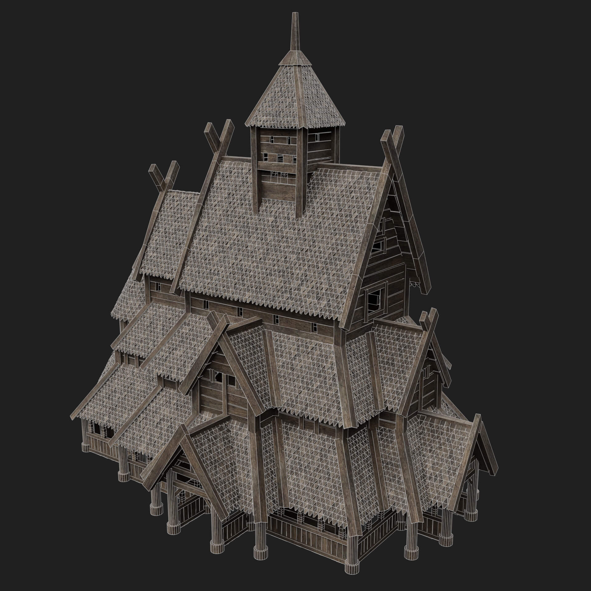 Medieval Wooden Viking Gothic Church Collection - 3D Model by Enterables