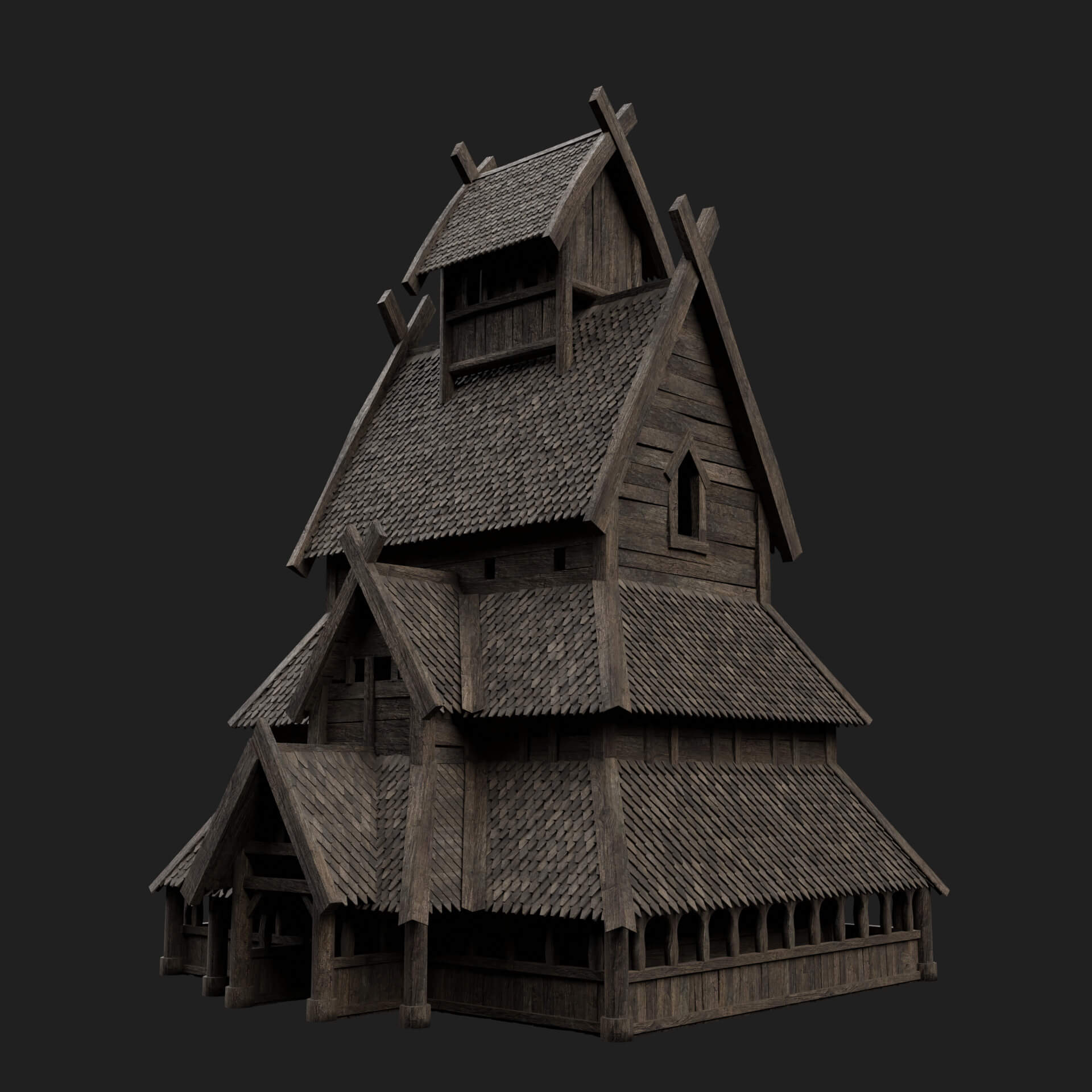 Medieval Wooden Viking Gothic Church Collection - 3D Model by Enterables