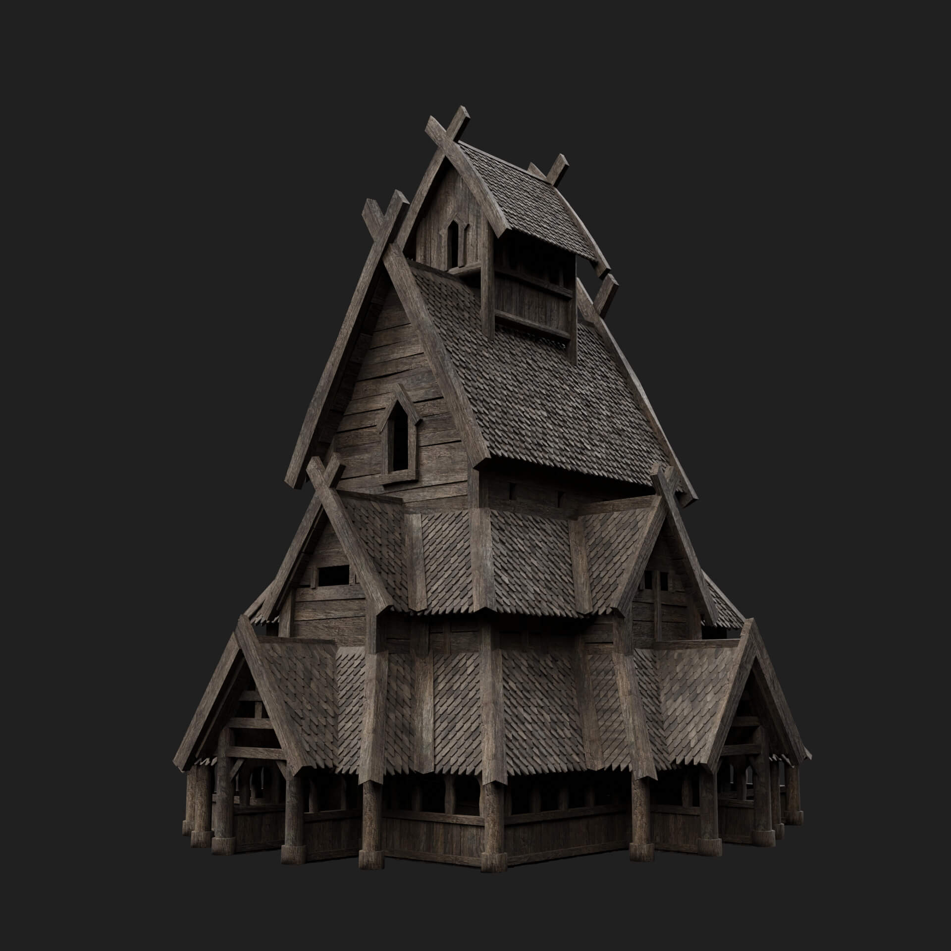 Medieval Wooden Viking Gothic Church Collection - 3D Model by Enterables