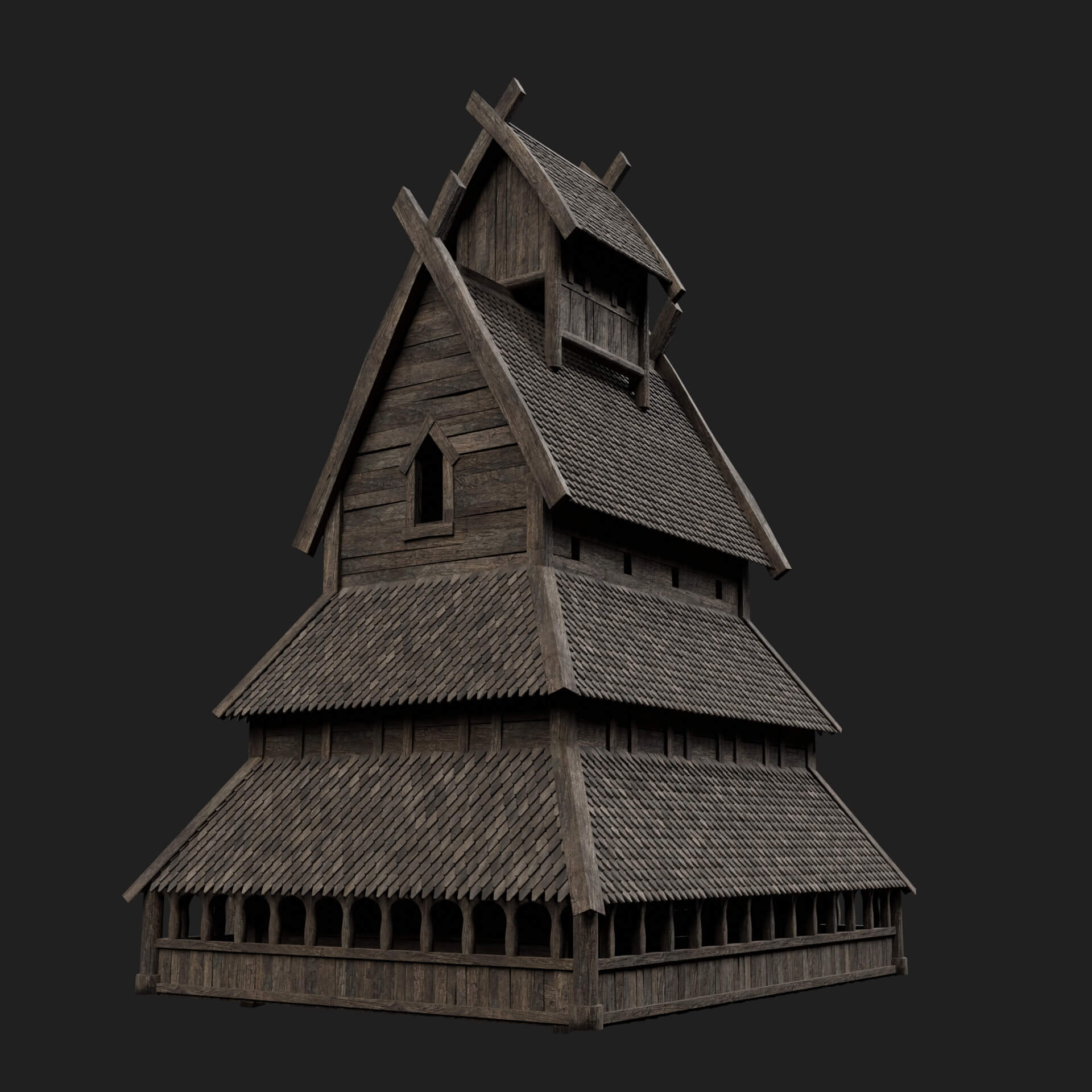 Medieval Wooden Viking Gothic Church Collection - 3D Model by Enterables