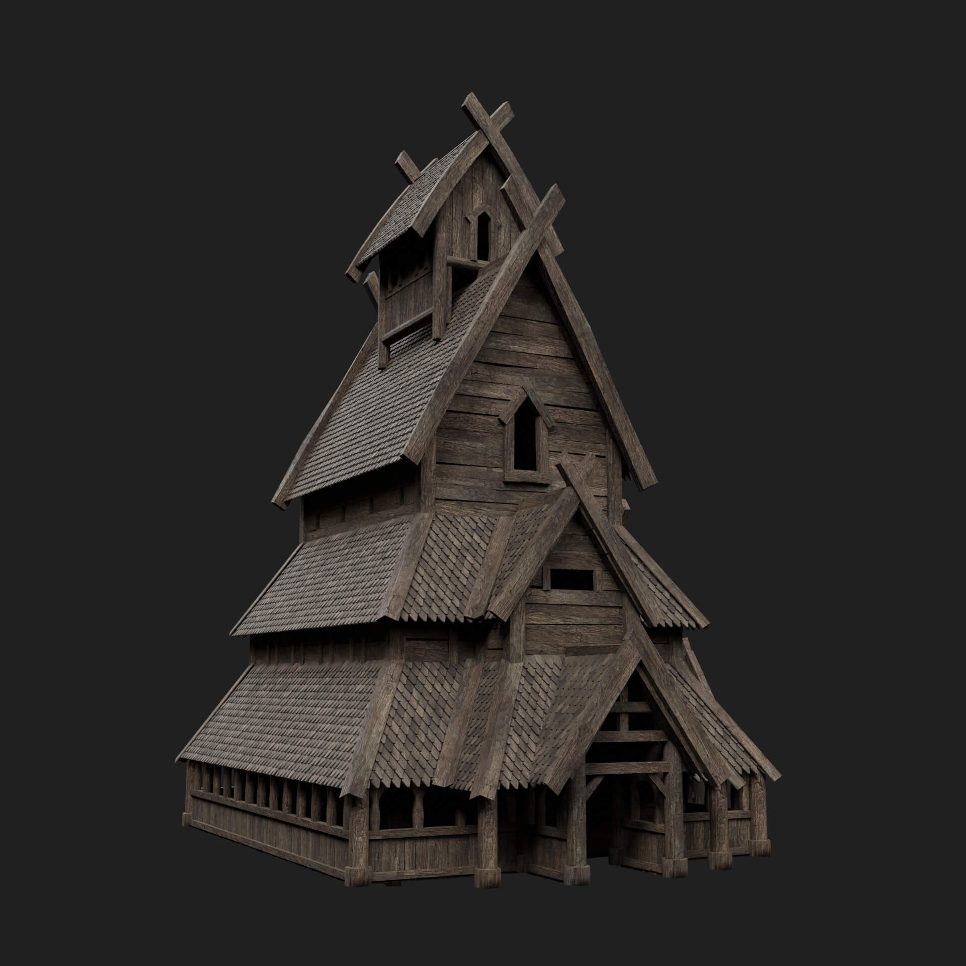 Medieval Wooden Viking Gothic Church Collection - 3D Model by Enterables