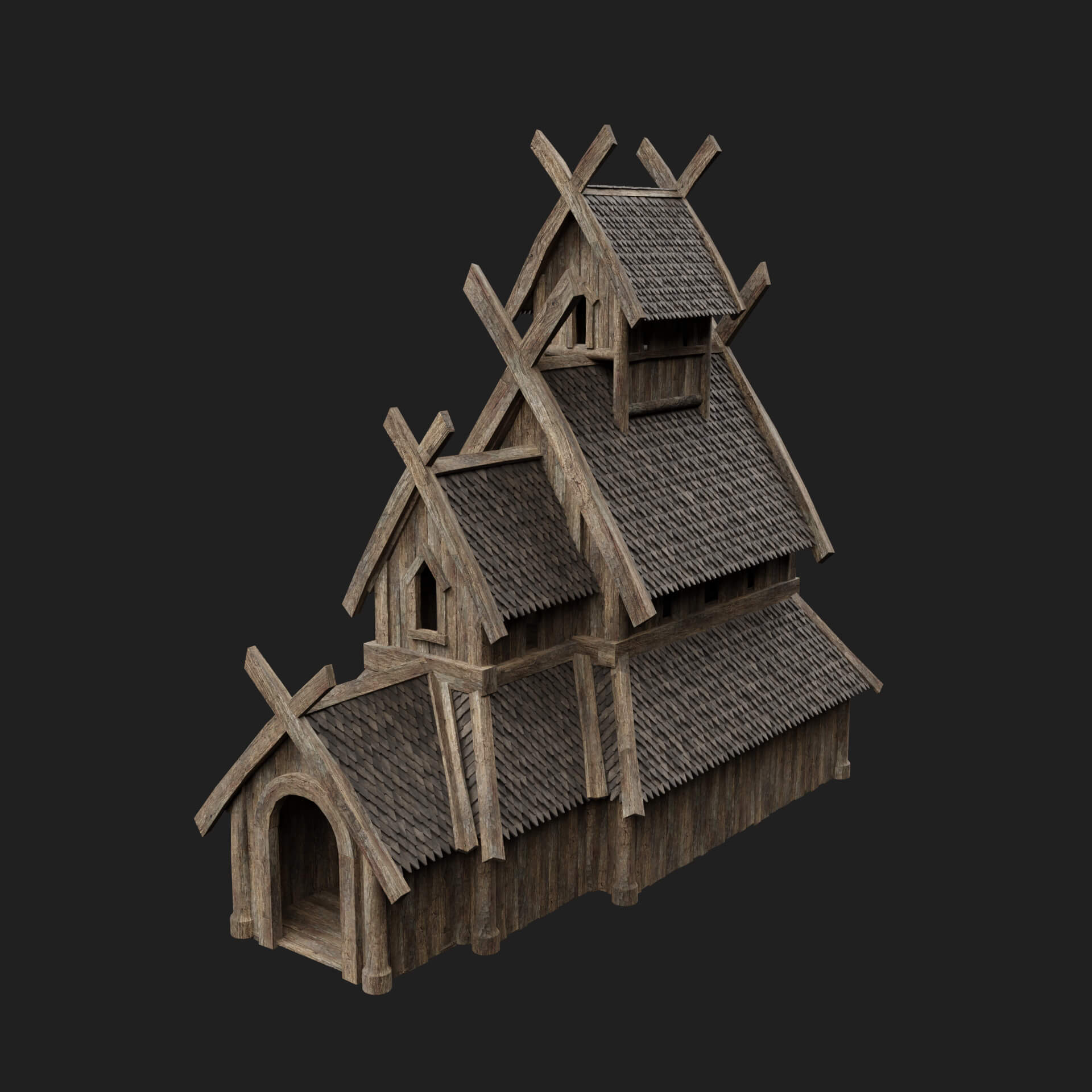Medieval Wooden Viking Gothic Church Collection - 3D Model by Enterables