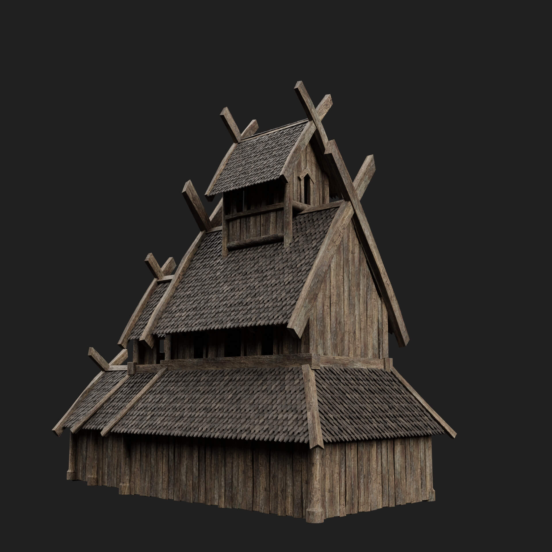 Medieval Wooden Viking Gothic Church Collection - 3D Model by Enterables