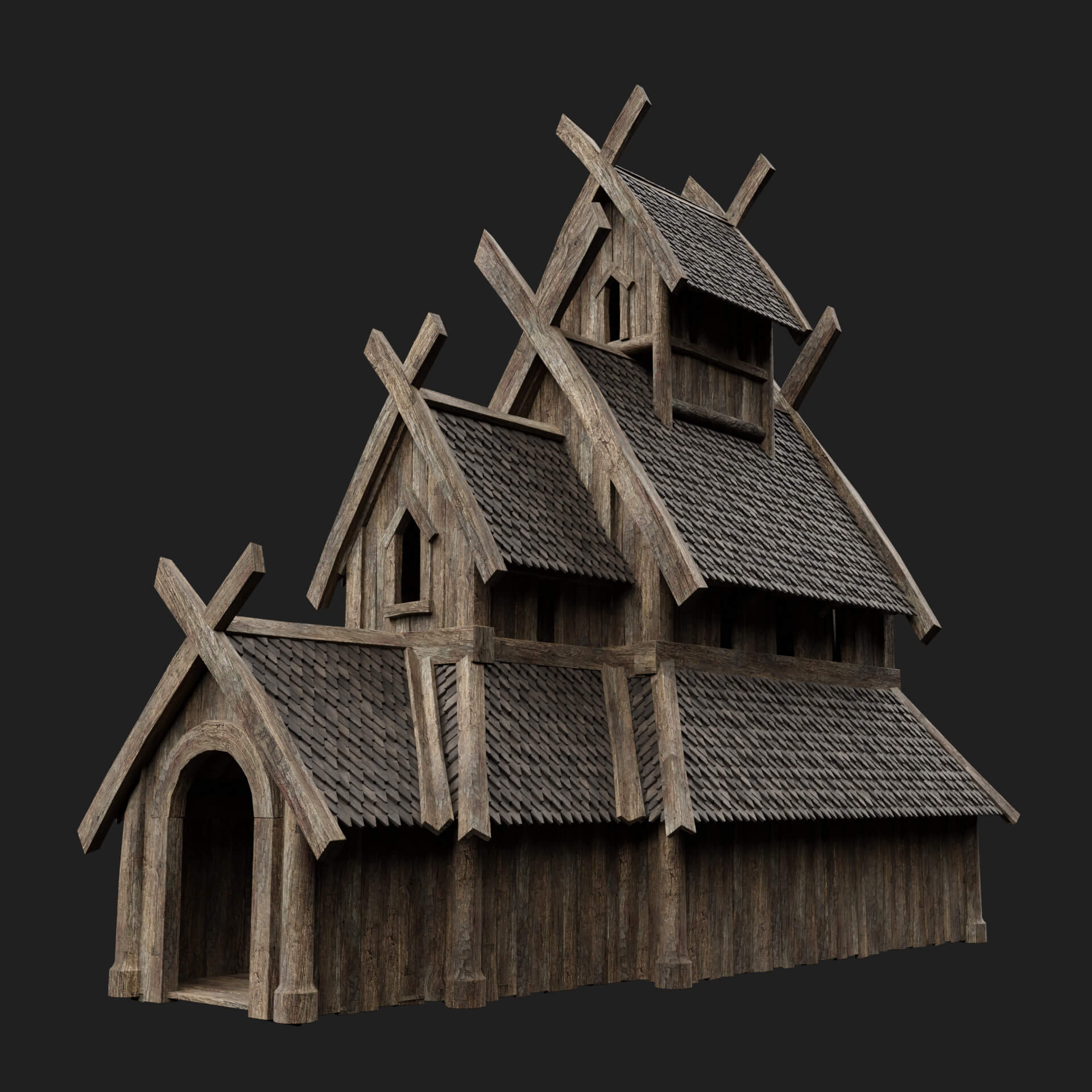 Medieval Wooden Viking Gothic Church Collection - 3D Model by Enterables