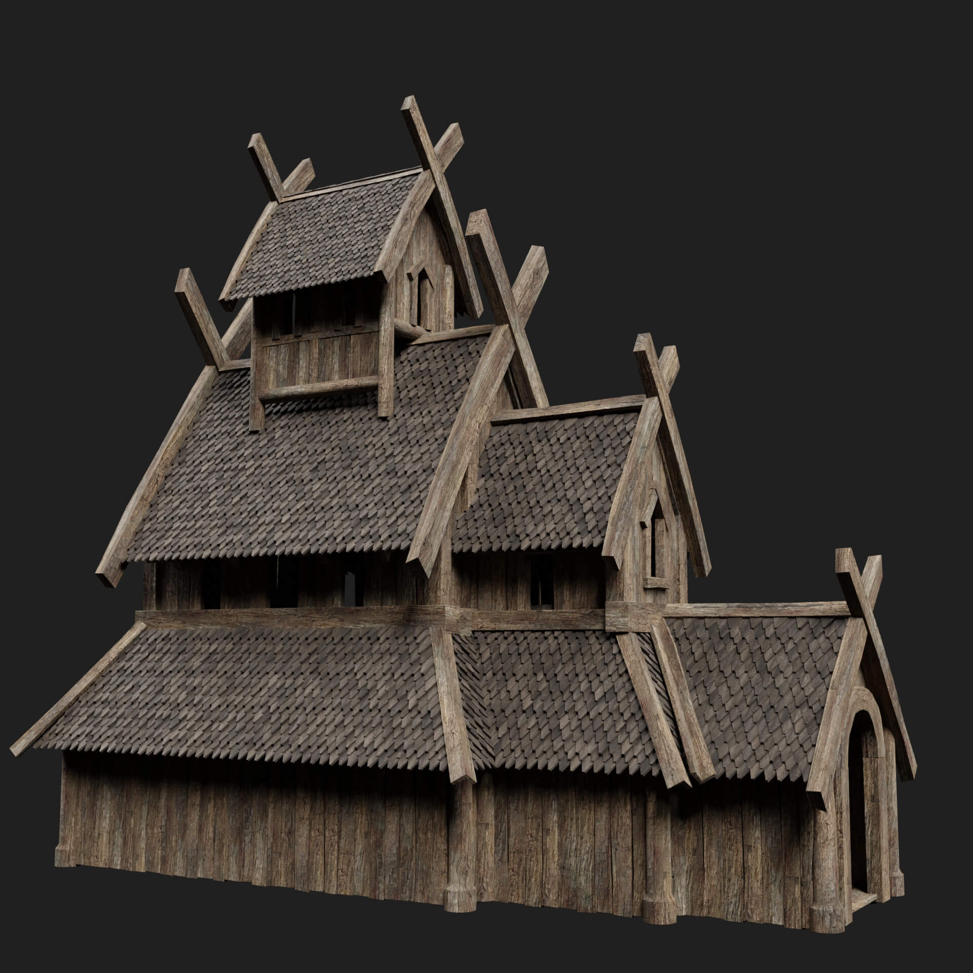 Medieval Wooden Viking Gothic Church Collection - 3D Model by Enterables