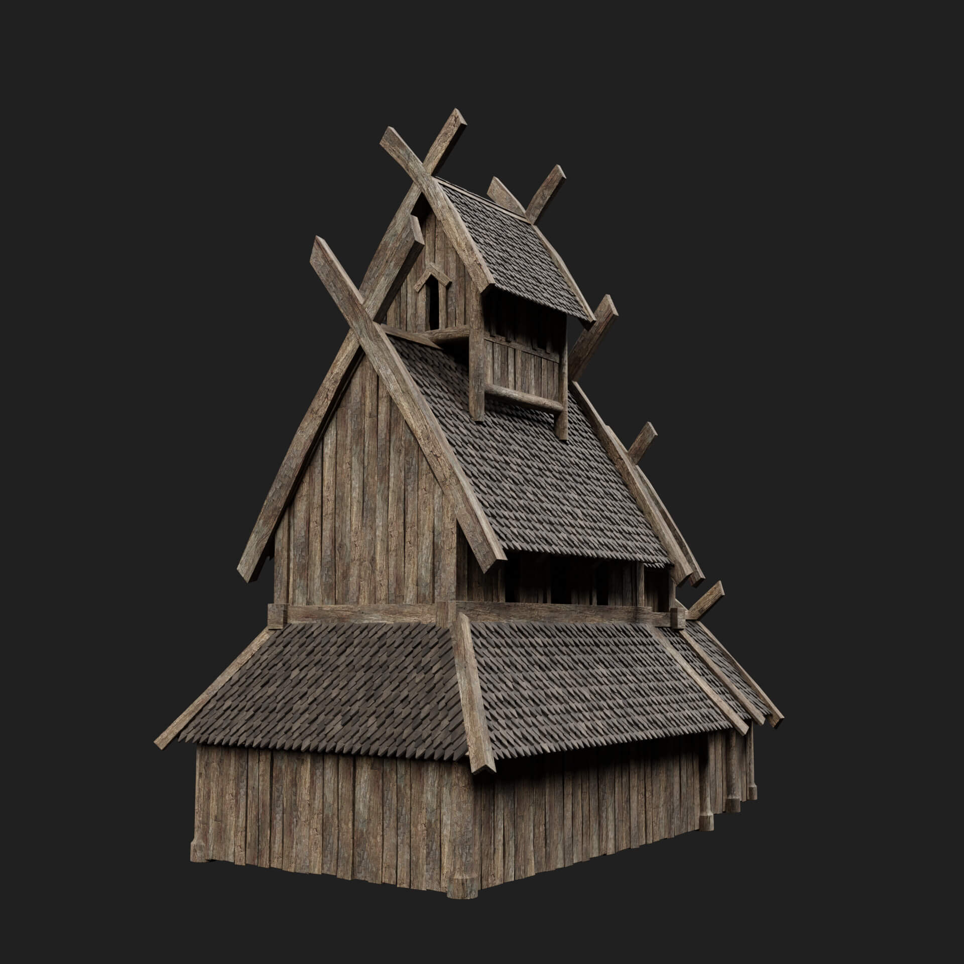 Medieval Wooden Viking Gothic Church Collection - 3D Model by Enterables