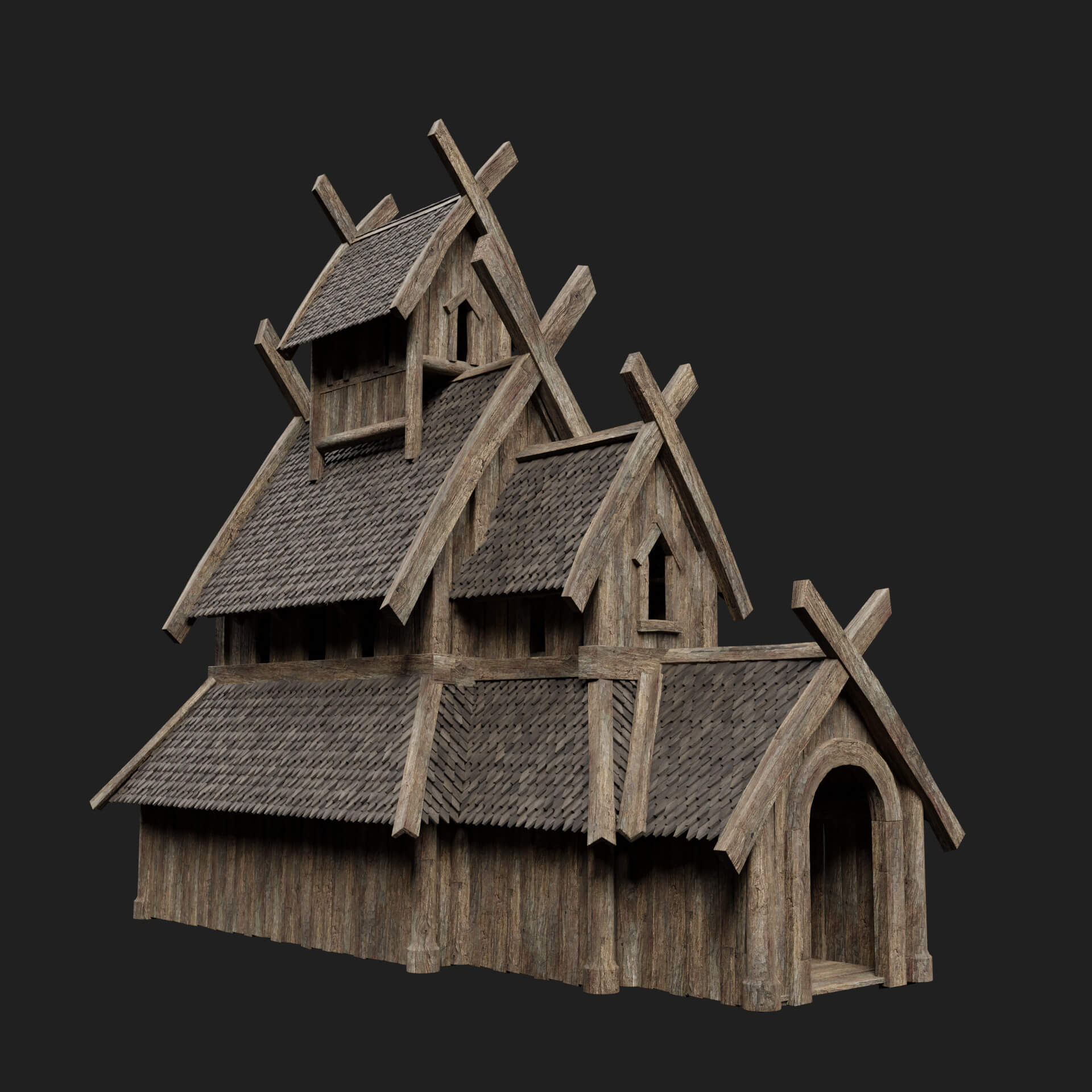 Medieval Wooden Viking Gothic Church Collection - 3D Model by Enterables
