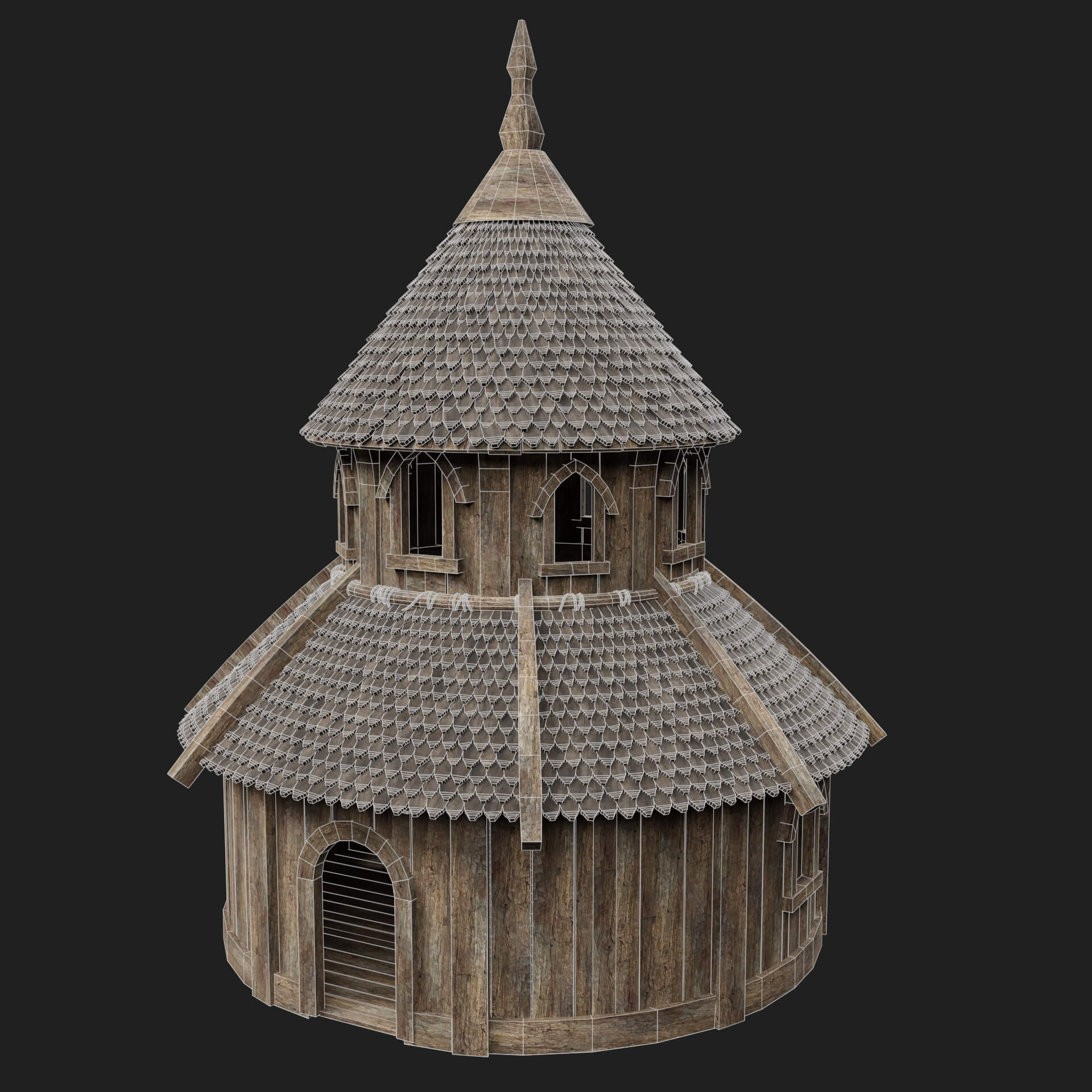 Medieval Wooden Viking Gothic Church Collection - 3D Model by Enterables