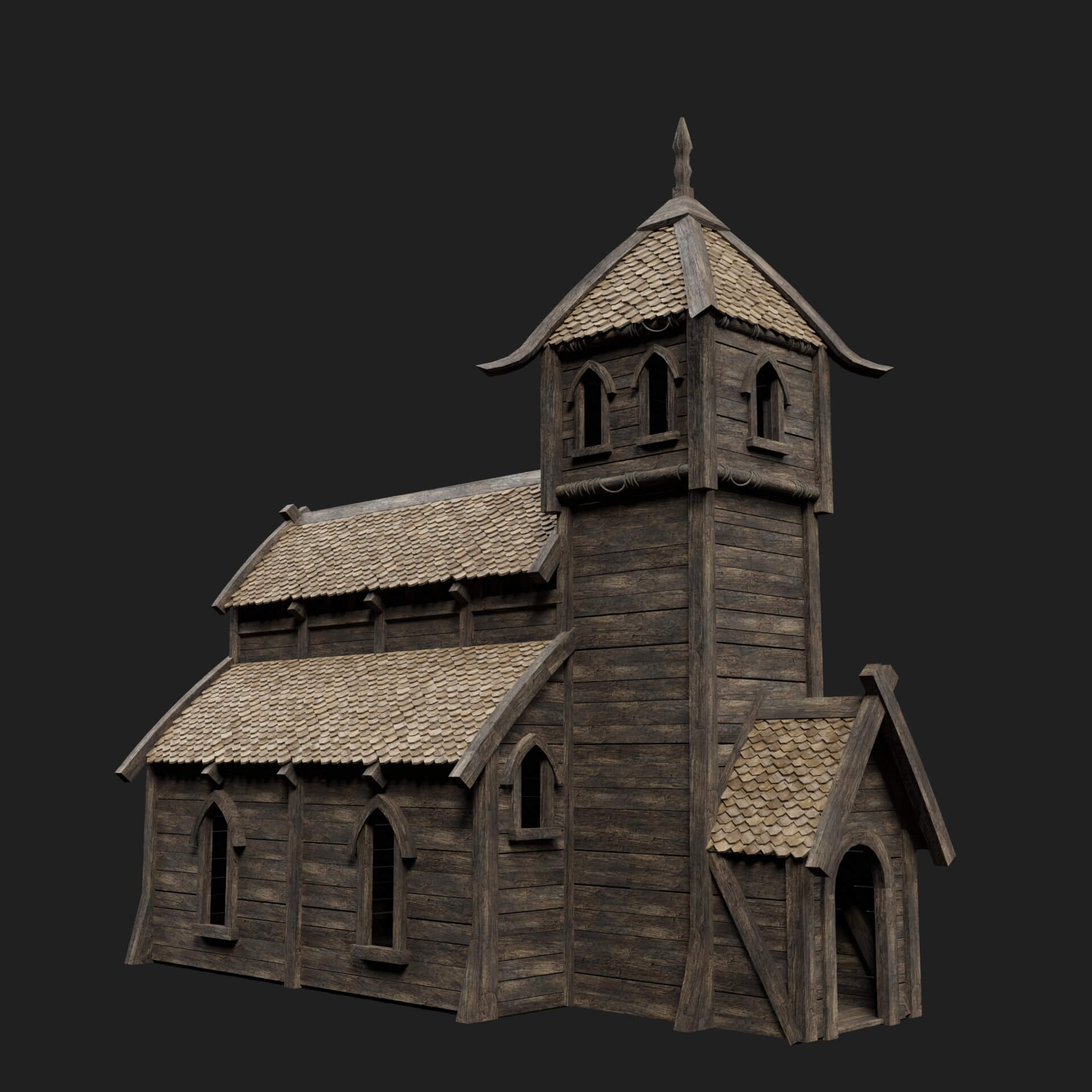 Medieval Wooden Viking Gothic Church Collection - 3D Model by Enterables