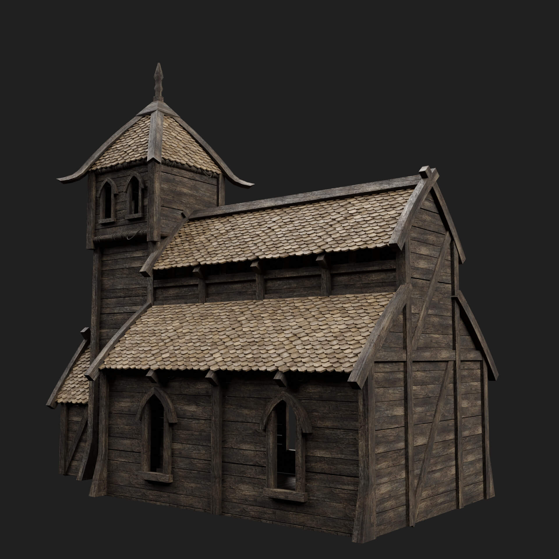 Medieval Wooden Viking Gothic Church Collection - 3D Model by Enterables