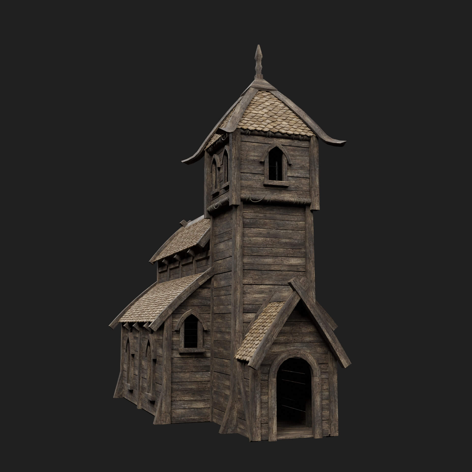 Medieval Wooden Viking Gothic Church Collection - 3D Model by Enterables