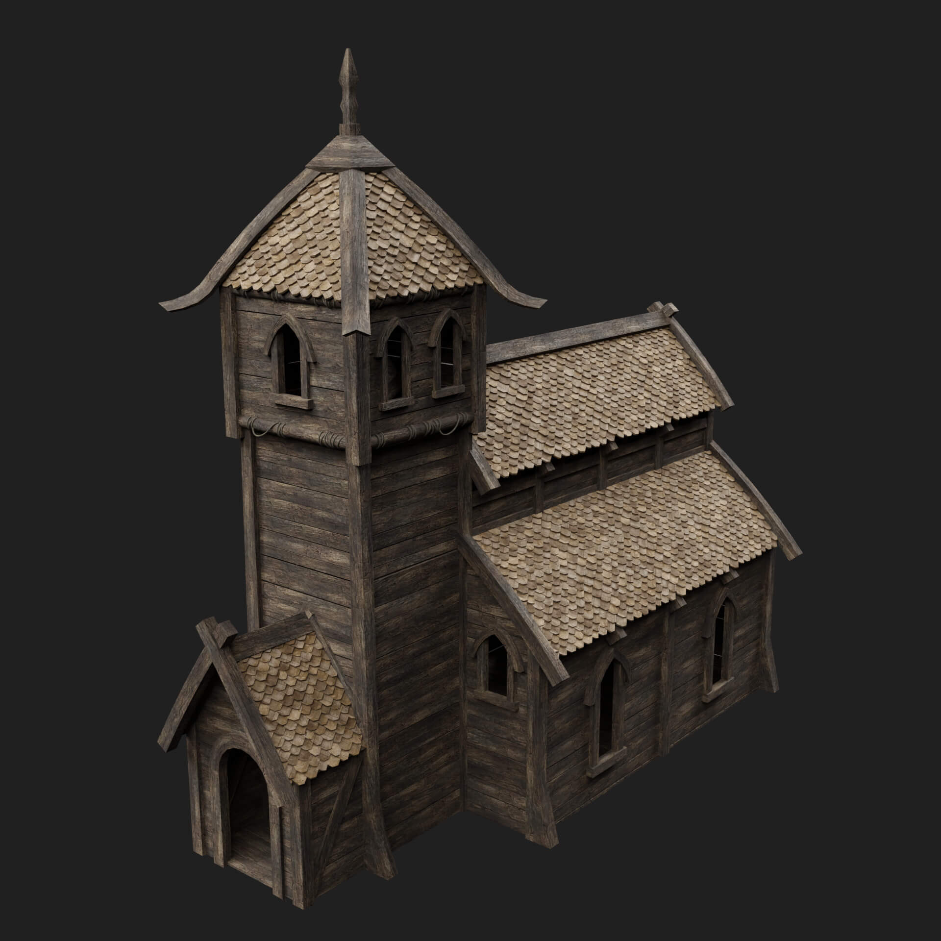 Medieval Wooden Viking Gothic Church Collection - 3D Model by Enterables