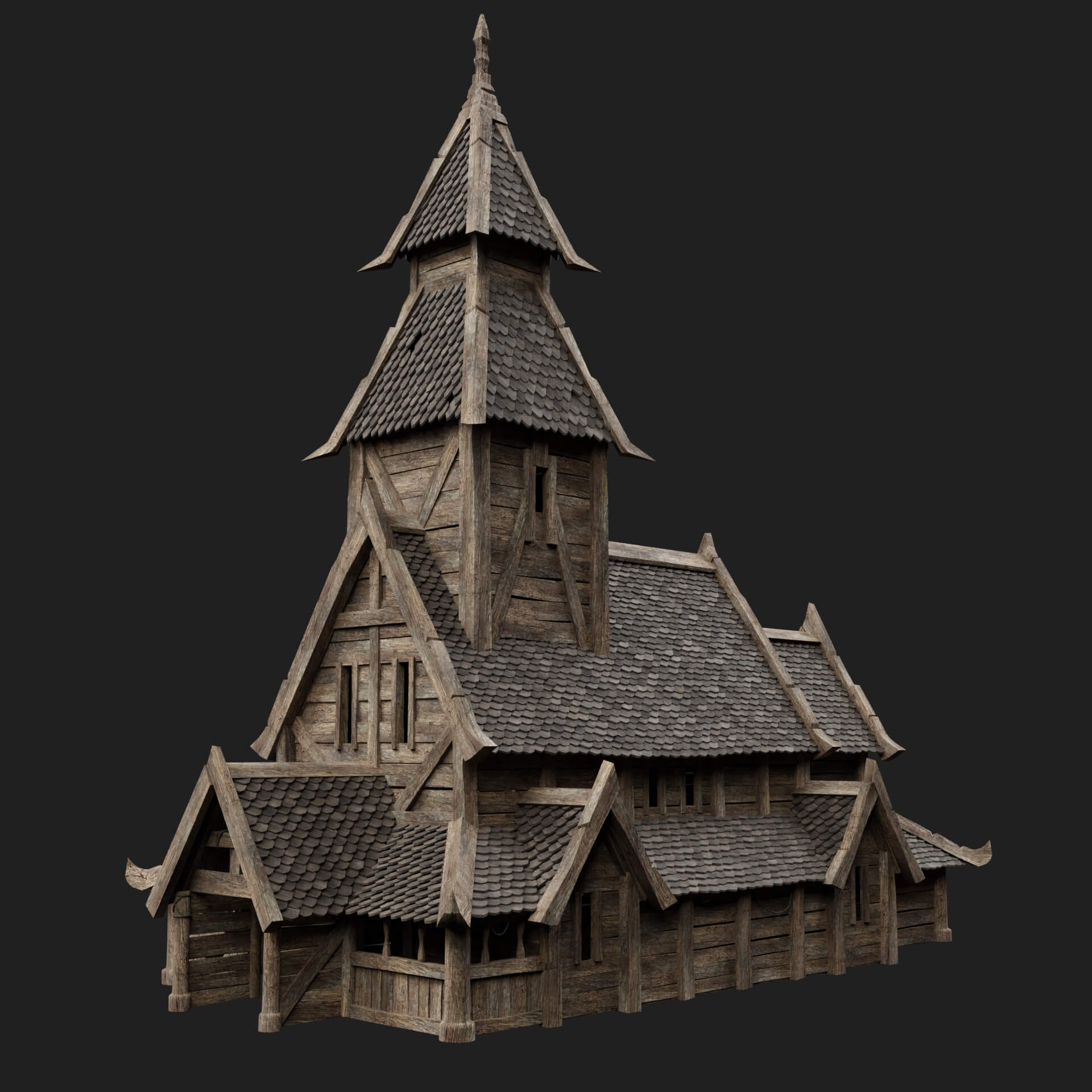 Medieval Wooden Viking Gothic Church Collection - 3D Model by Enterables
