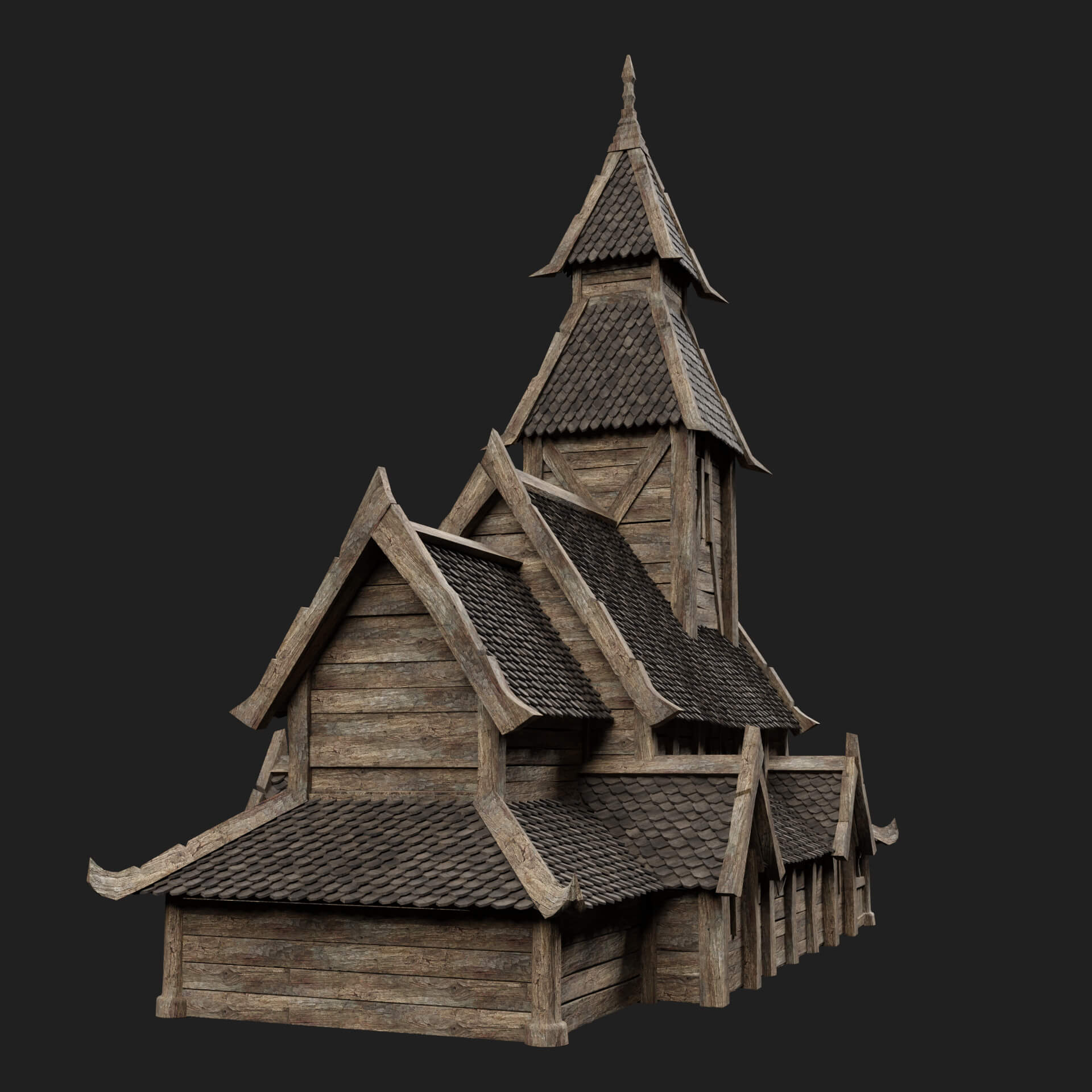 Medieval Wooden Viking Gothic Church Collection - 3D Model by Enterables
