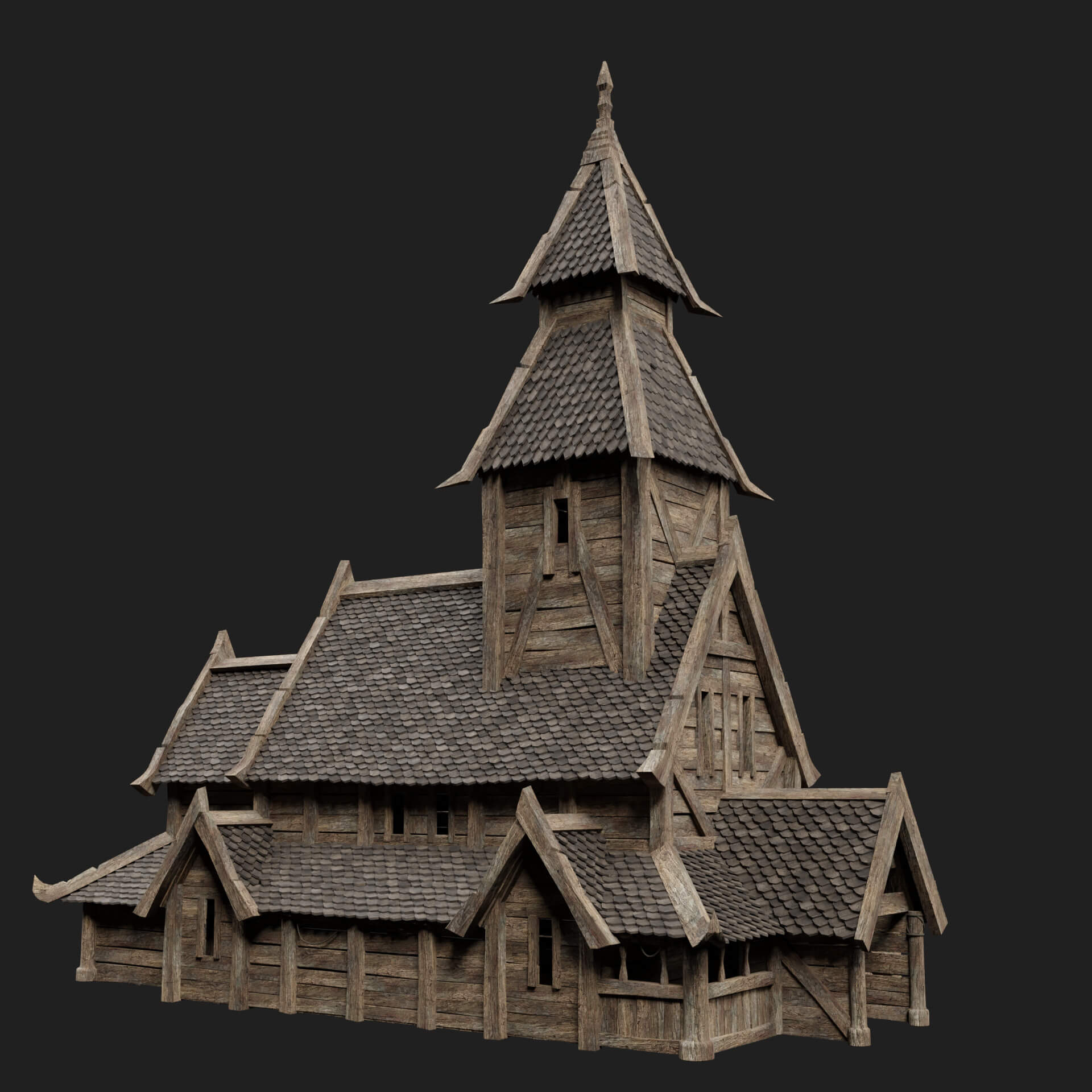 Medieval Wooden Viking Gothic Church Collection - 3D Model by Enterables