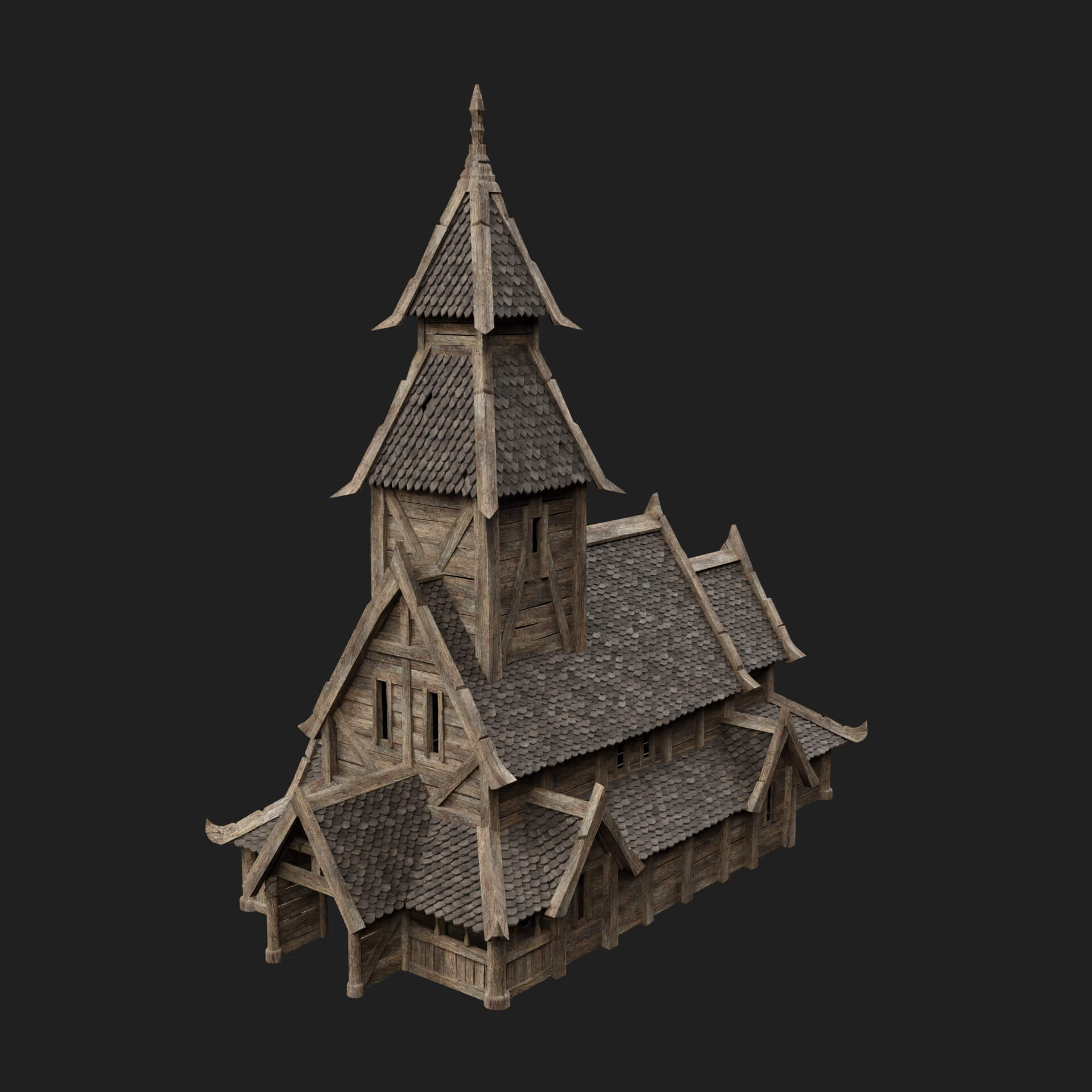 Medieval Wooden Viking Gothic Church Collection - 3D Model by Enterables