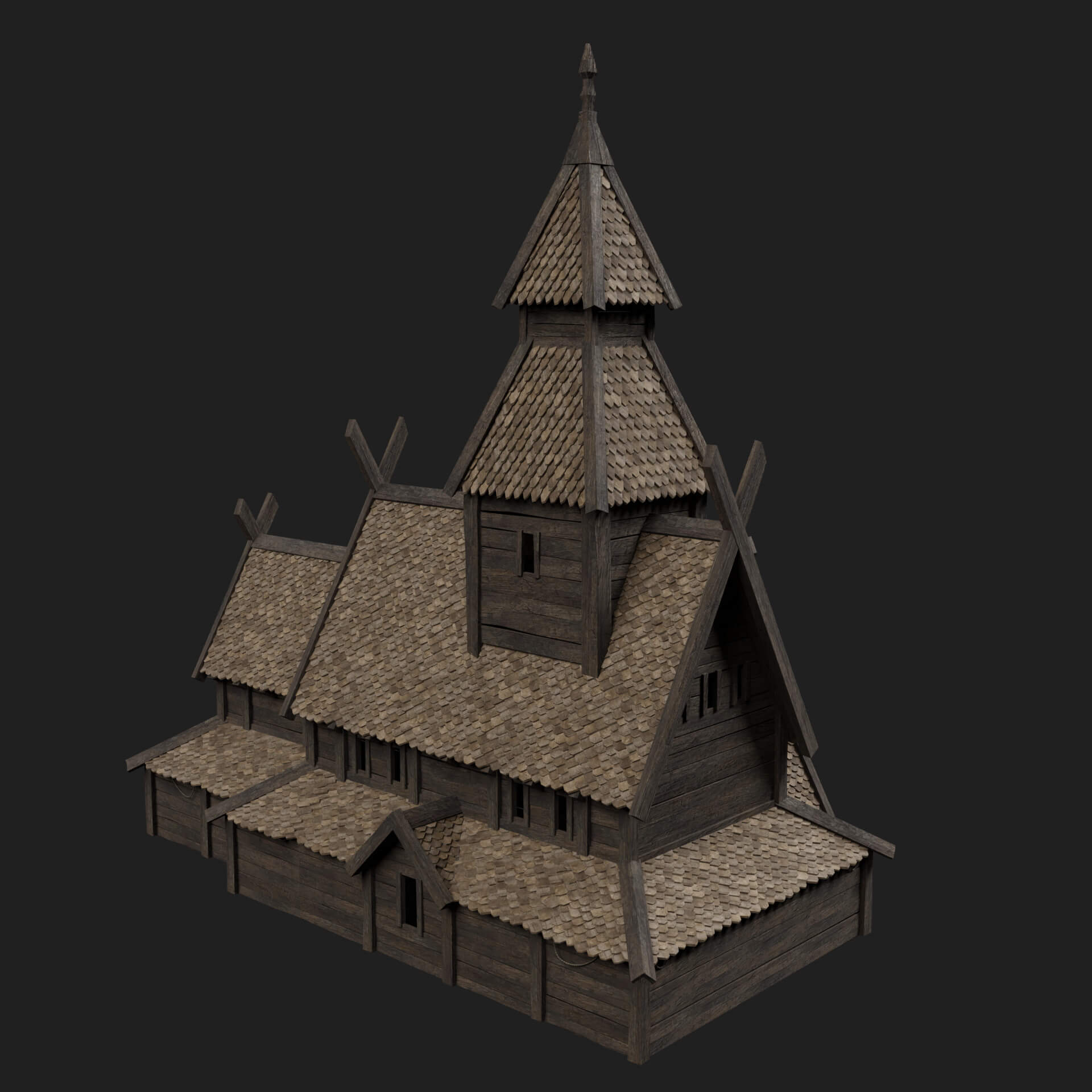 Medieval Wooden Viking Gothic Church Collection - 3D Model by Enterables