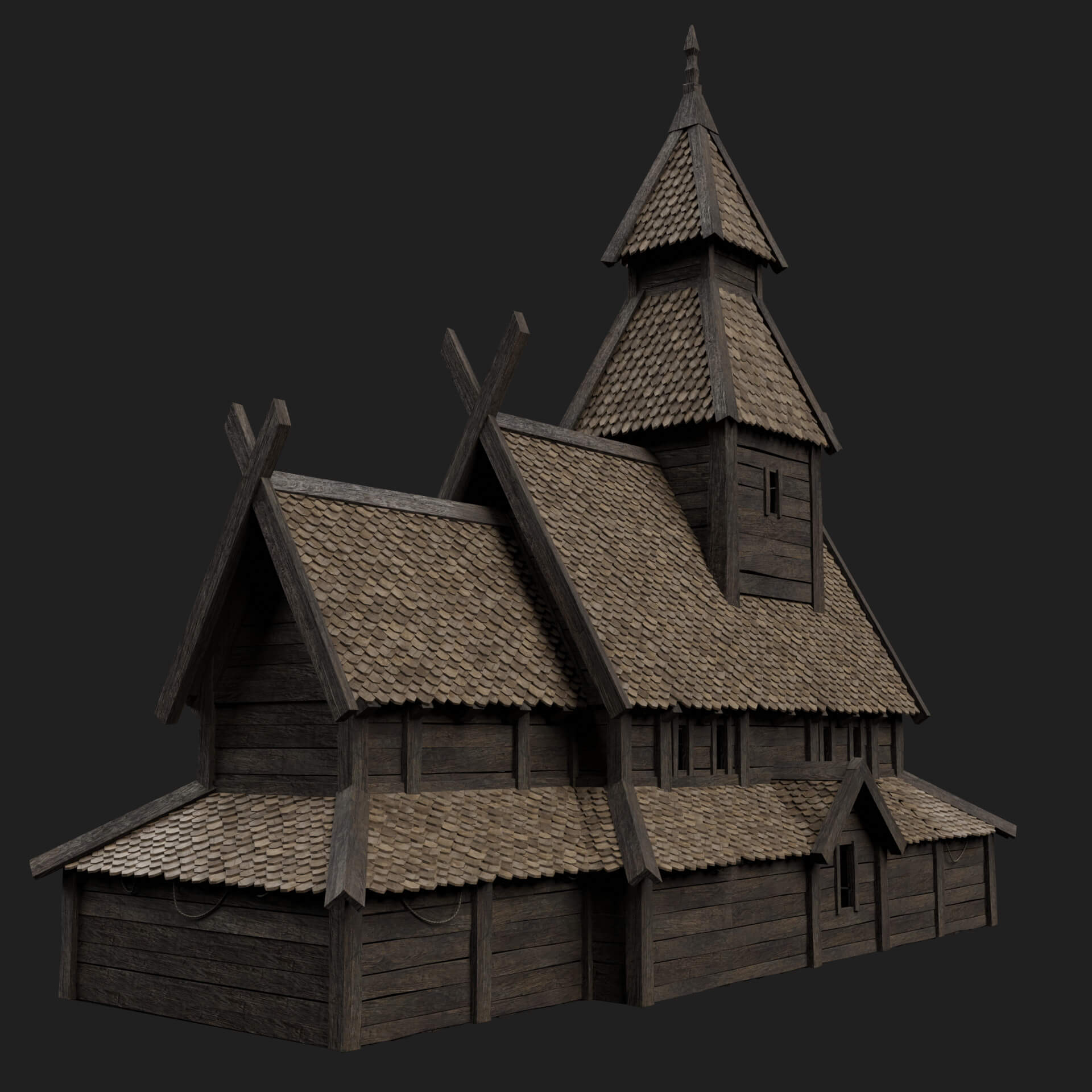 Medieval Wooden Viking Gothic Church Collection - 3D Model by Enterables