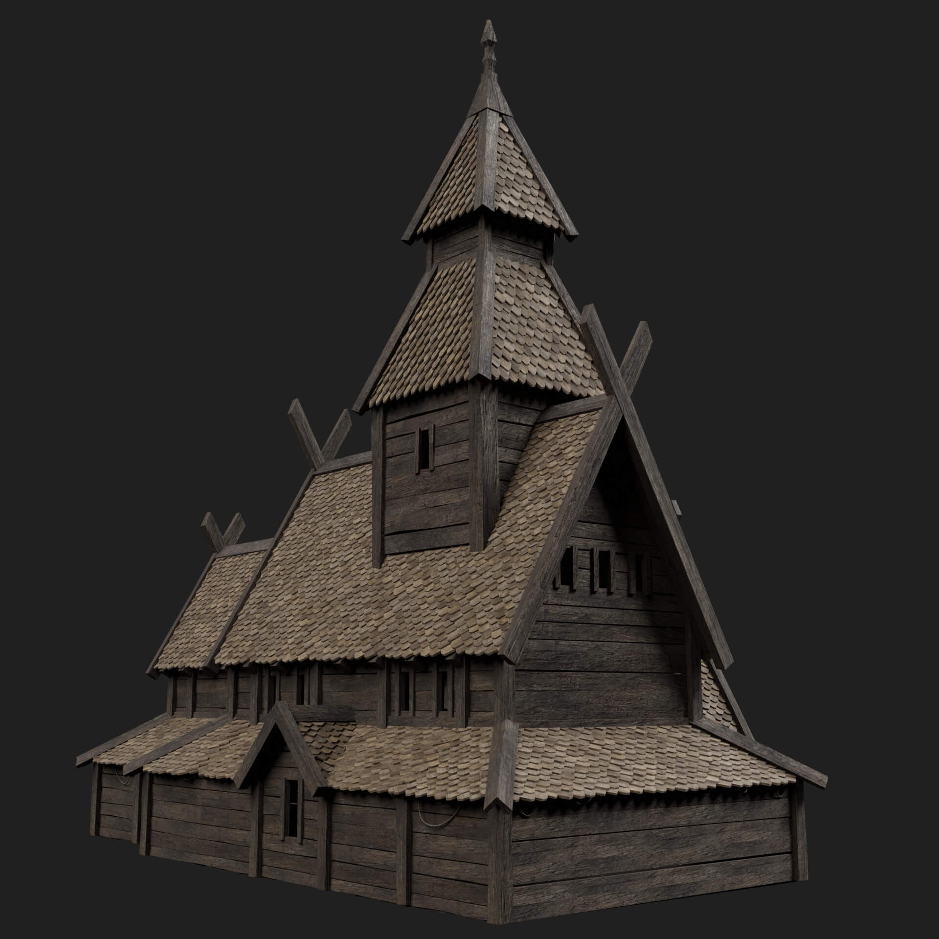 Medieval Wooden Viking Gothic Church Collection - 3D Model by Enterables