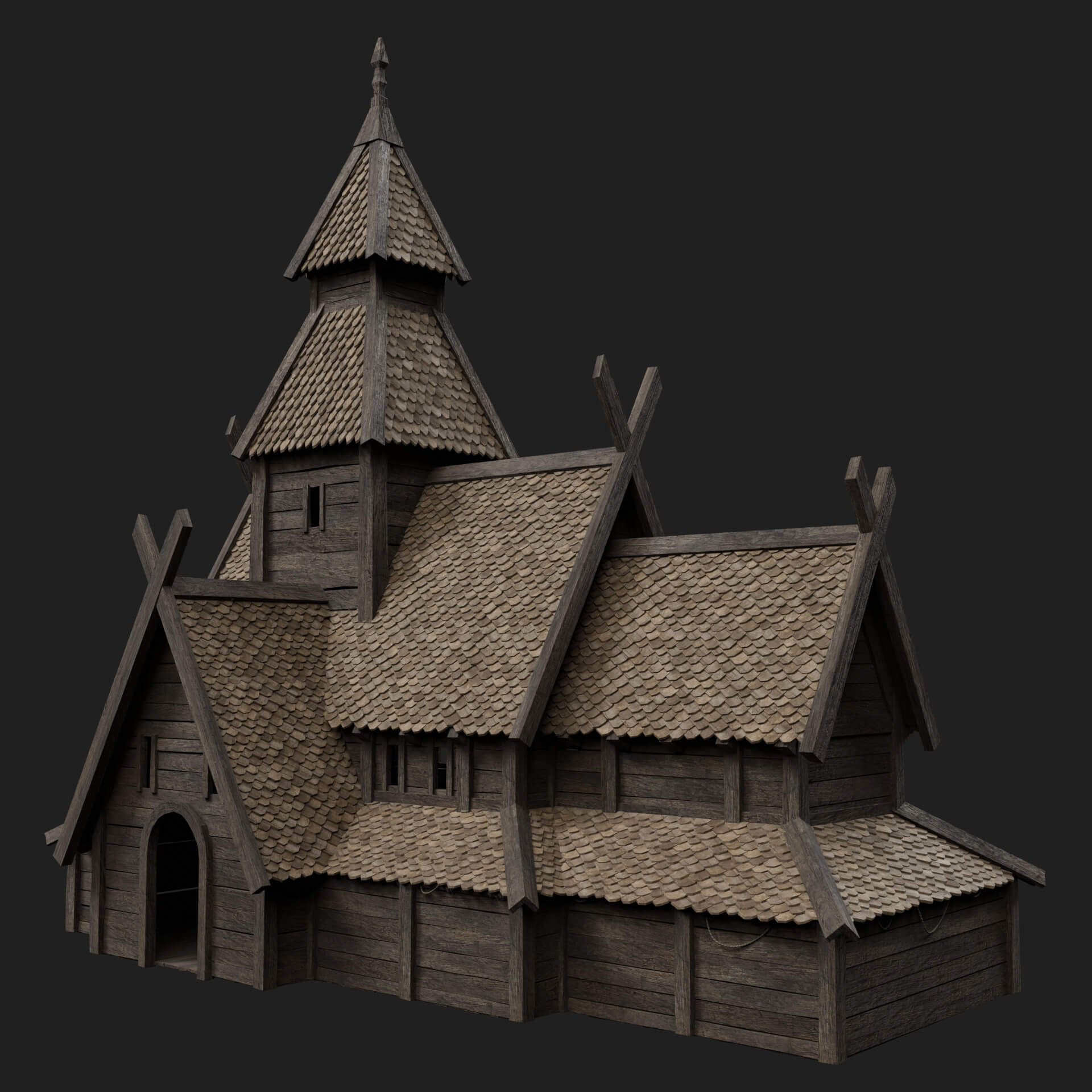 Medieval Wooden Viking Gothic Church Collection - 3D Model by Enterables